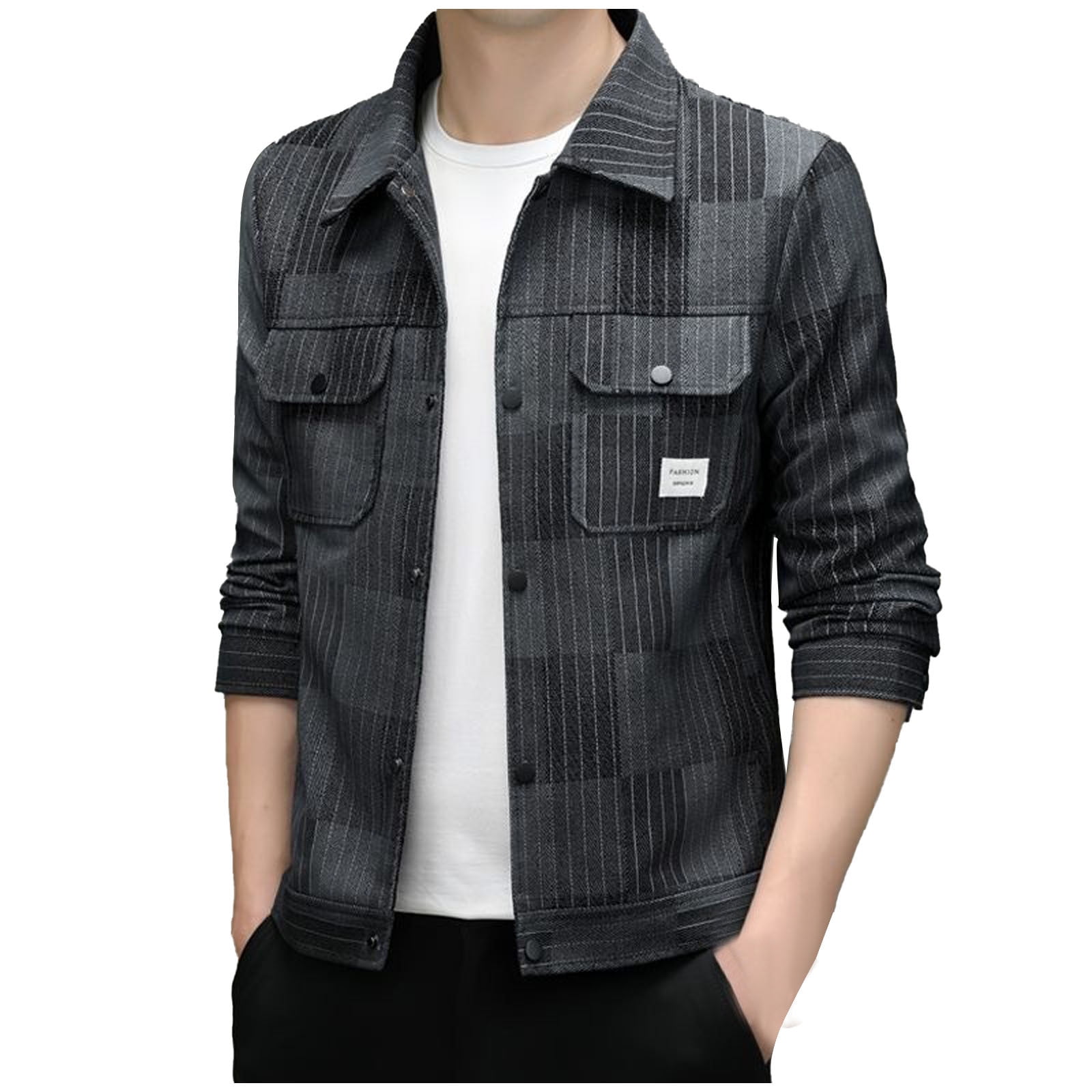 Buigttklop Men'S Sherpa Shirt Jacket Flannel Shackets Casual Long ...