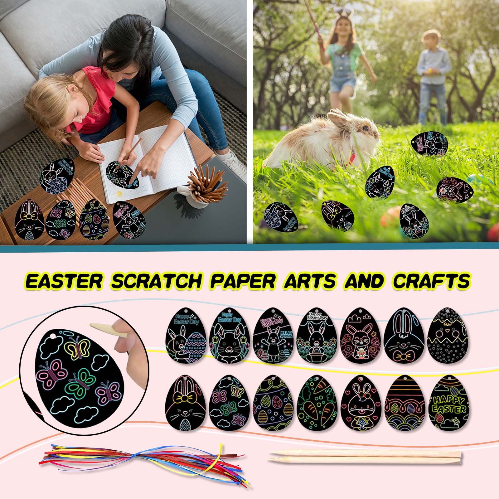 Clearance Sale!Easter Scratch Paper Arts And Crafts For Kids 30 Pcs ...