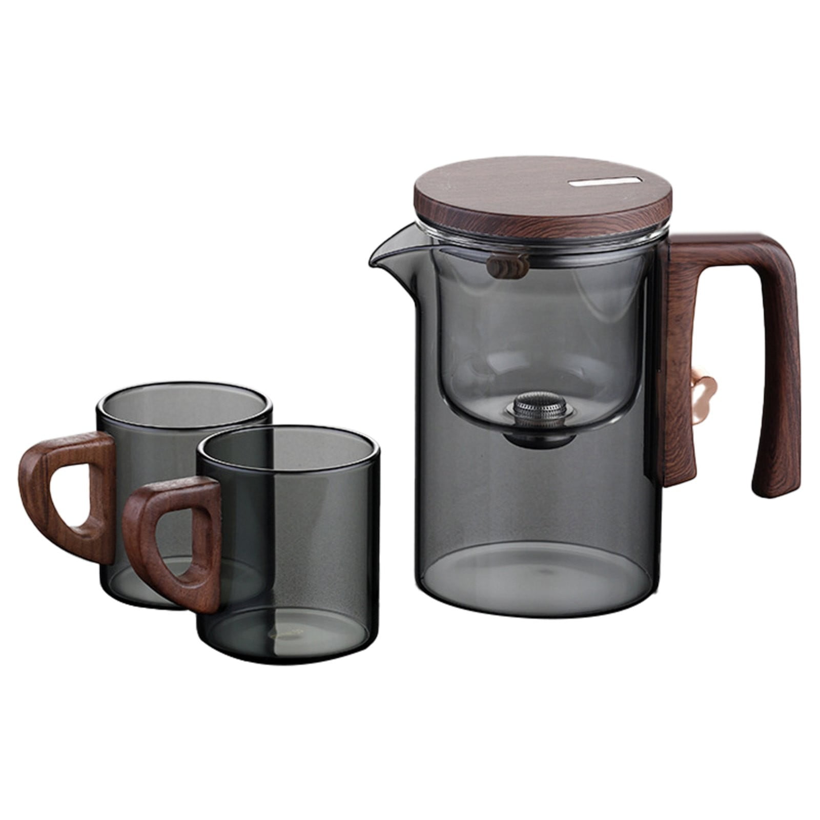 Clearance Sale!Egooesam Tea Pot Water Separation GlTeapot with Wooden ...