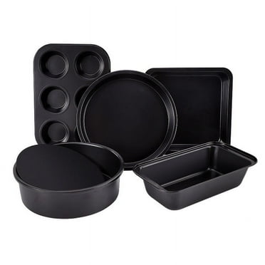 BakerEze 6-Piece Nonstick Bakeware Set, Muffin Cake & Pizza Pans ...