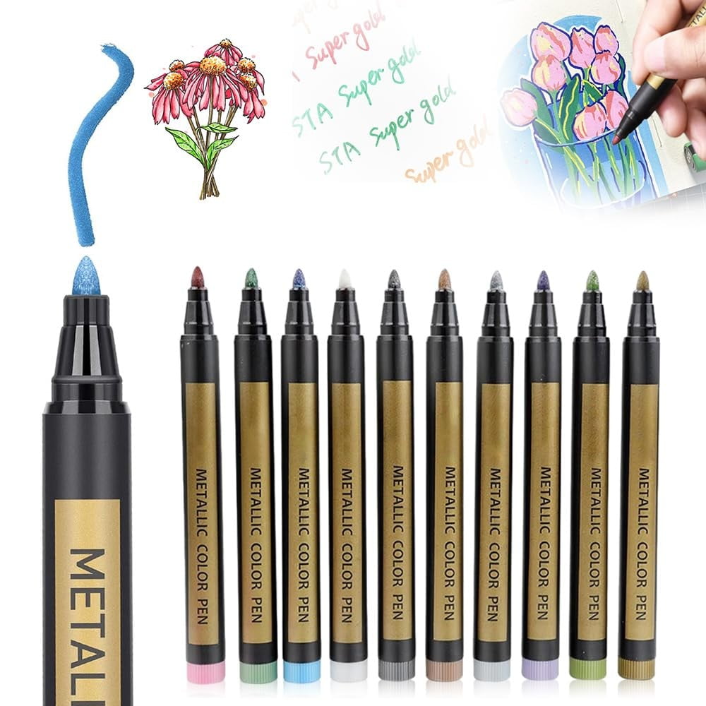 Clearance!Giyblacko Painting Colorful Metallic Marker Pens Metallic ...