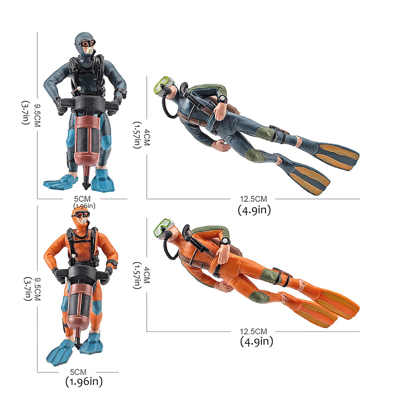 Clearance Sale Home Decor Miniature Diver Figurines Models People Set ...