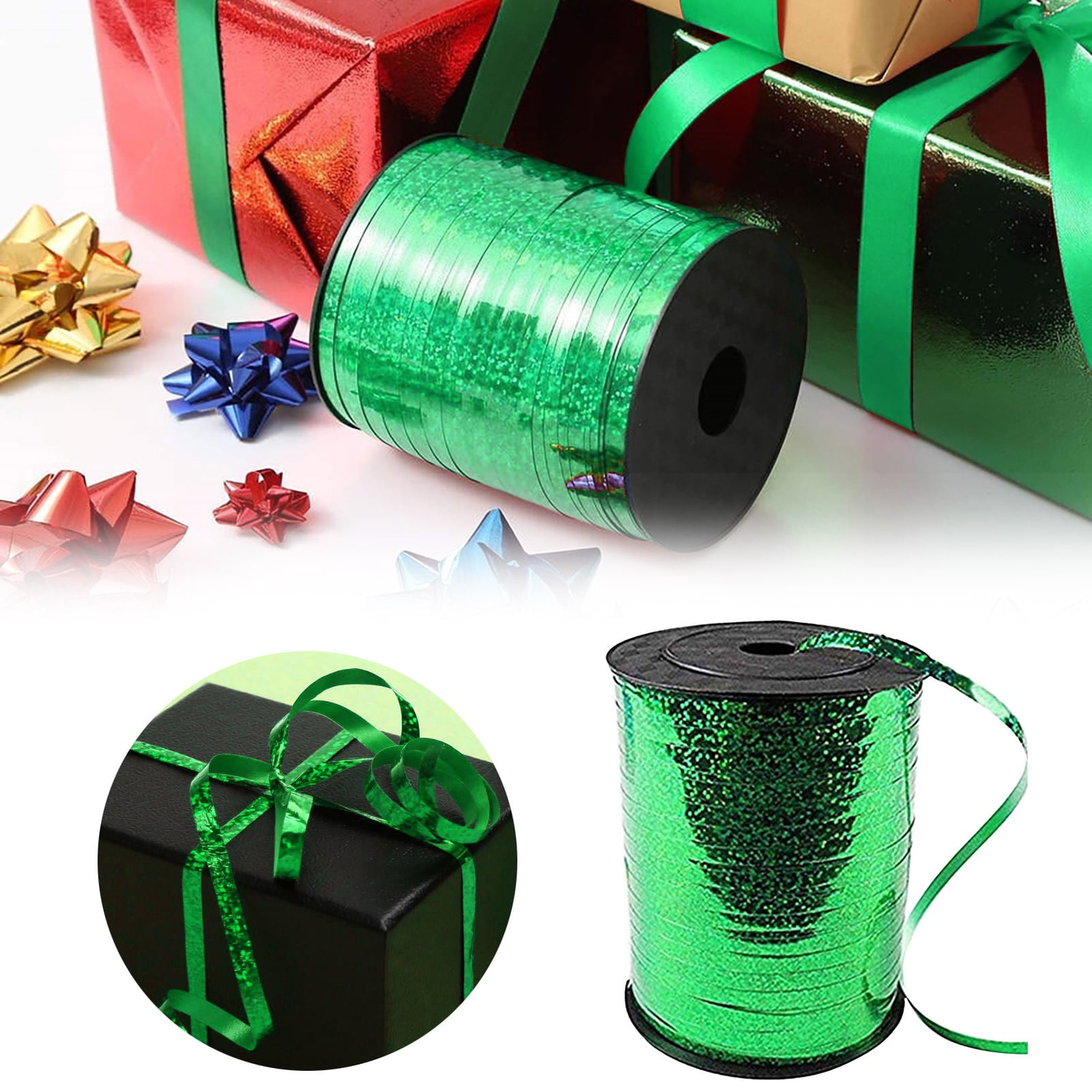 Clearance Sale! Ikeay 500 Yards Crimped Curling Ribbon Shiny Metallic ...