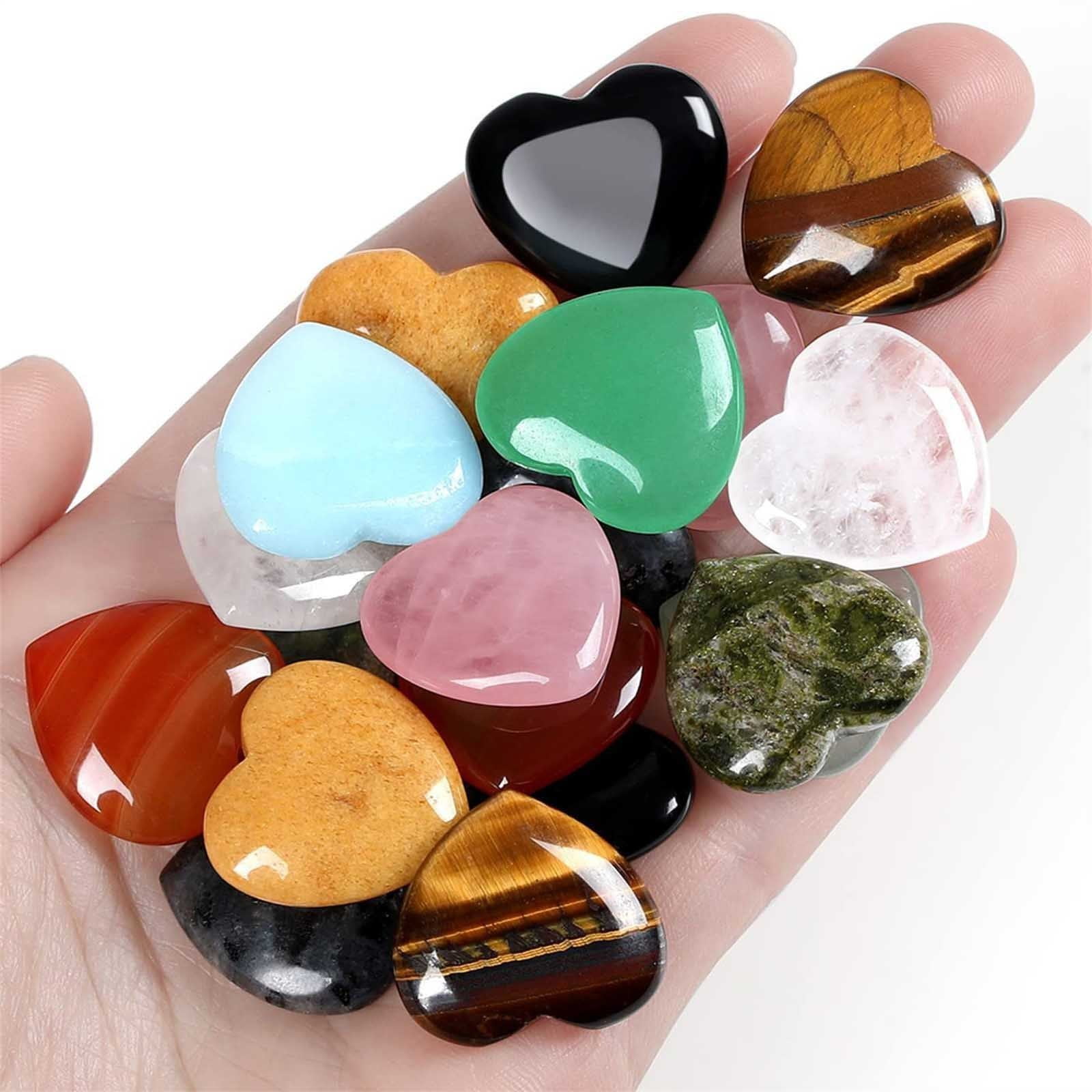 Clearance Sale! Natural Crystal Heart Shape Ornaments Set Gemstone ...