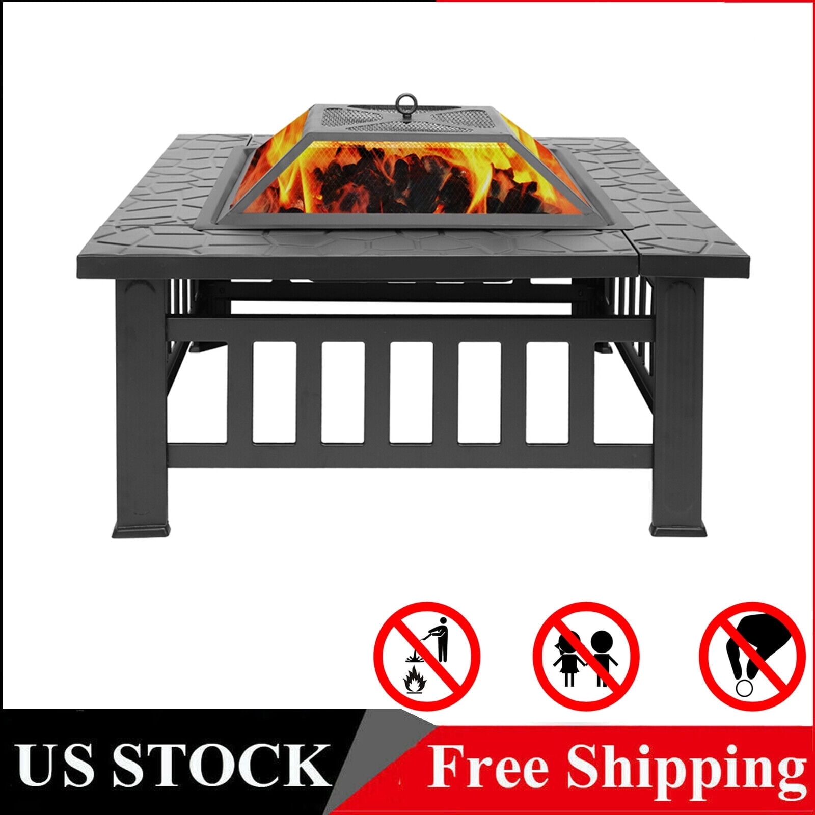 Outdoor Fire Pit, 32 Inch Wood Fire Pit with Swivel Cooking Grate Wood ...