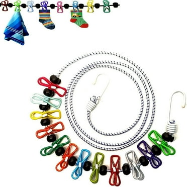 Ludlz Portable Clothesline with 12 Clothespins, Windproof Travel ...