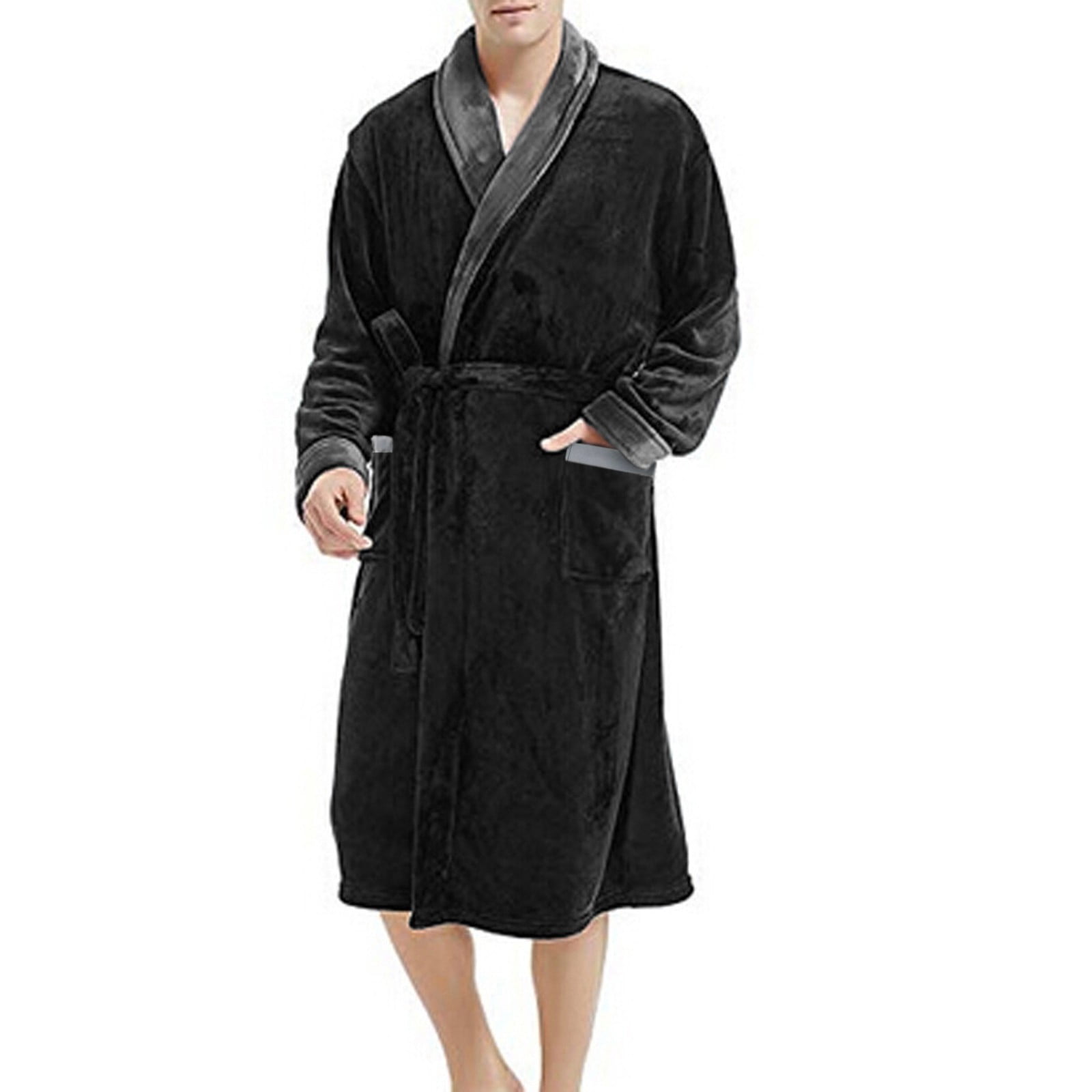 Clearance Sale! Pxiakgy Mens Robe Hooded Wrap Style - Mid Length Plush ...