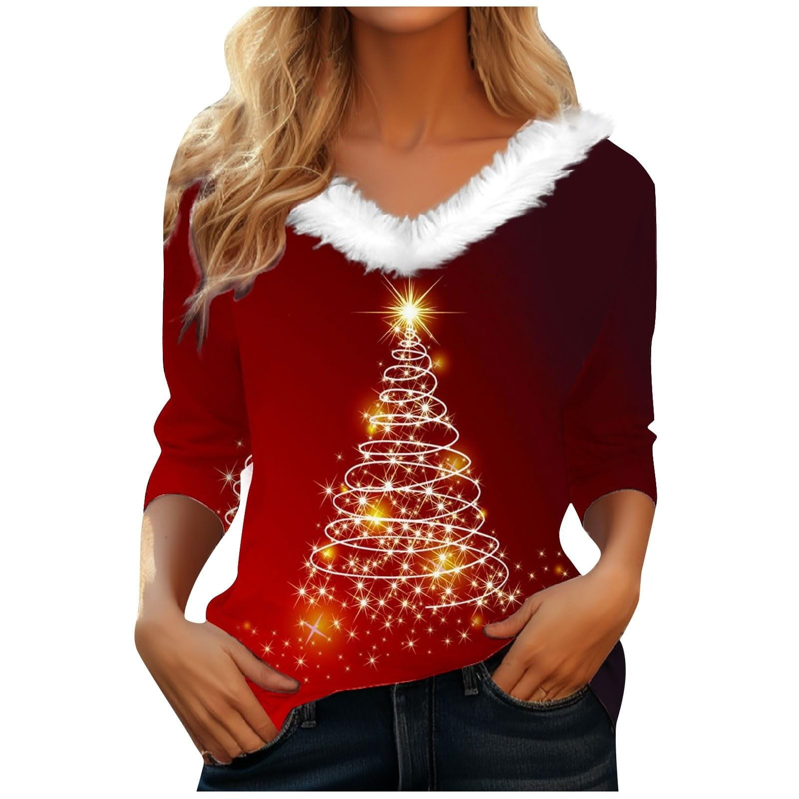 Clearance Sale!Uooqdmx Christmas Shirts for Women Going Out Tops for ...