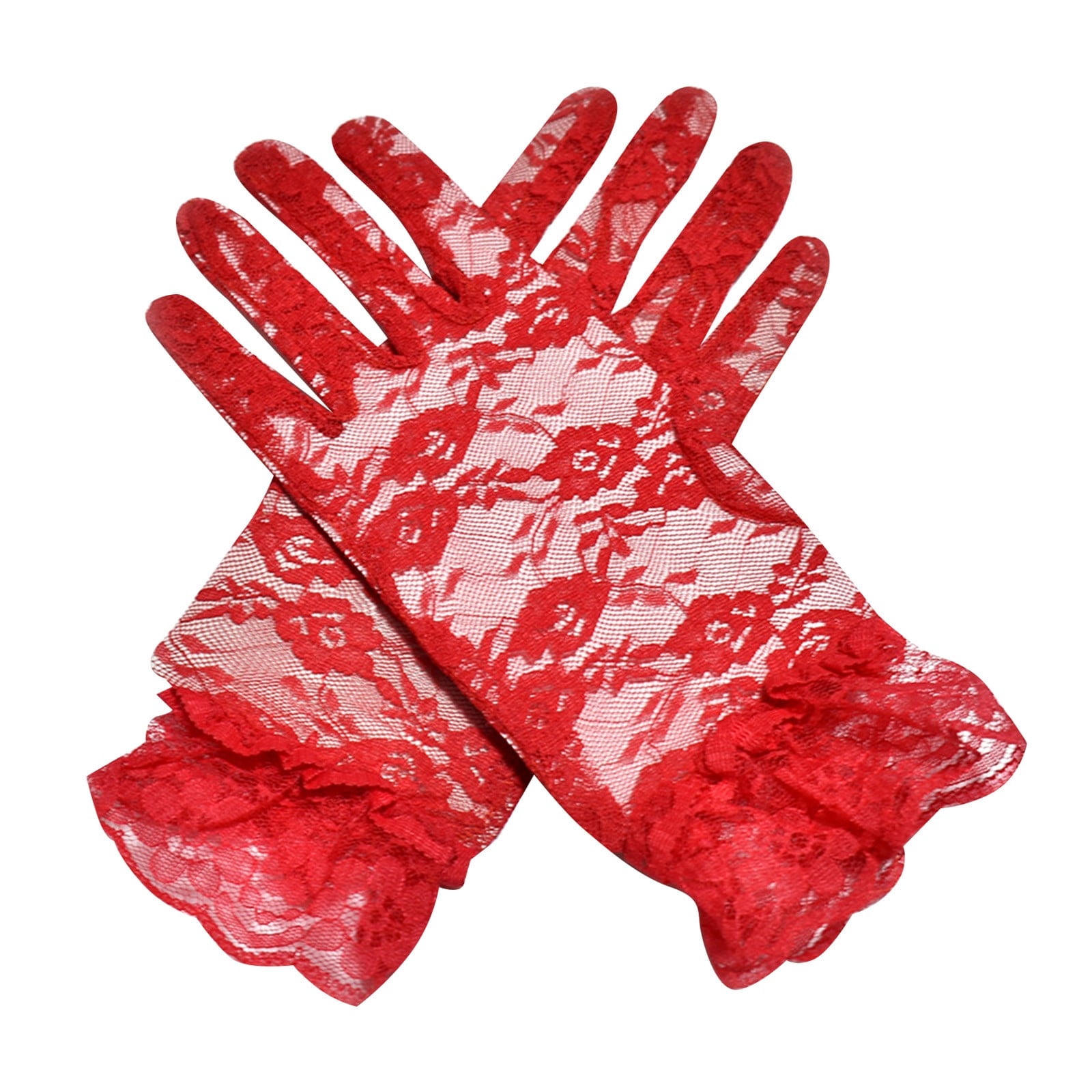 Uooqdmx Tea Party Gloves, Gloves Women Black Dot Short Lace Lace ...
