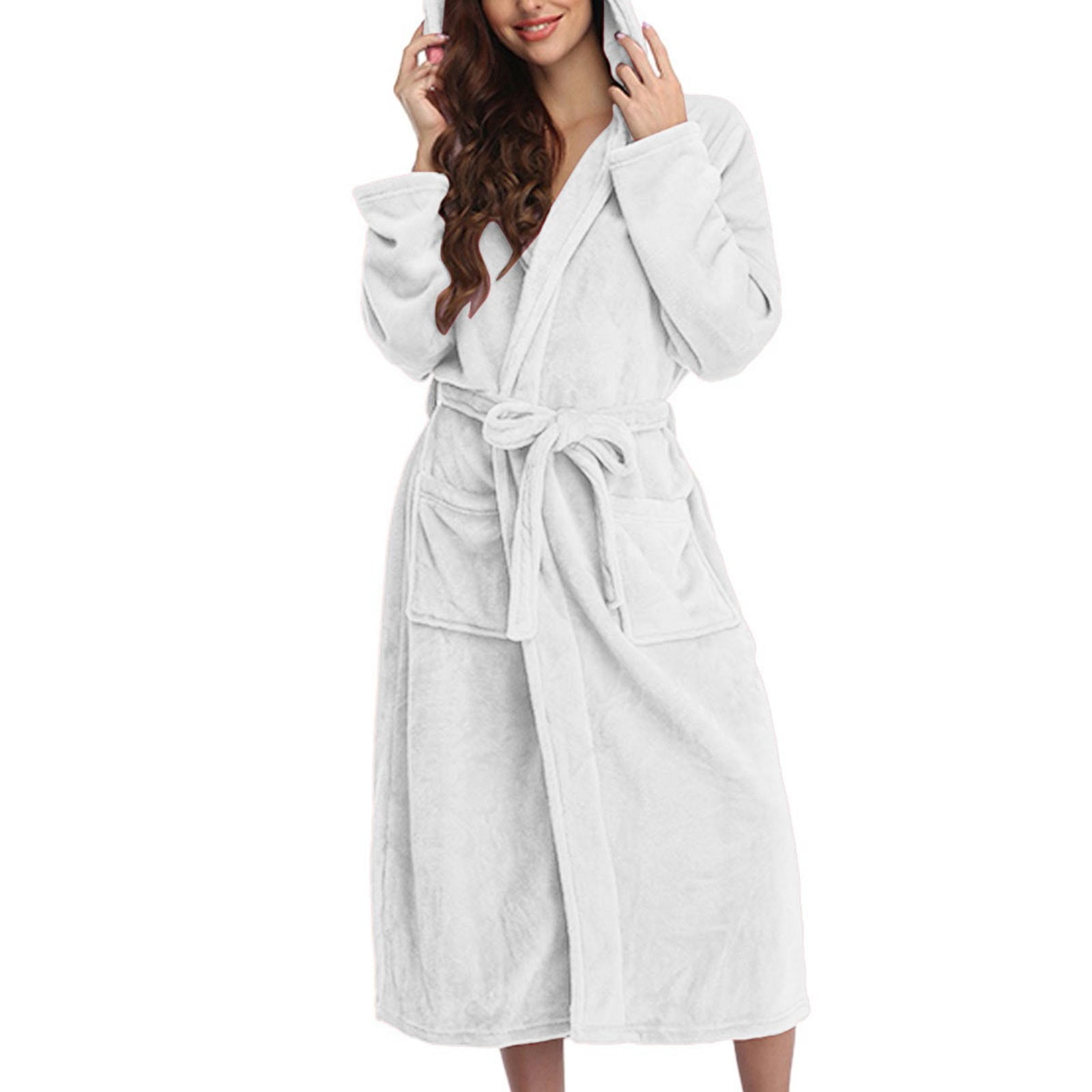 Clearance Sale!! Winter Robes for Women Bathrobe Hooded Soft Plus Size ...