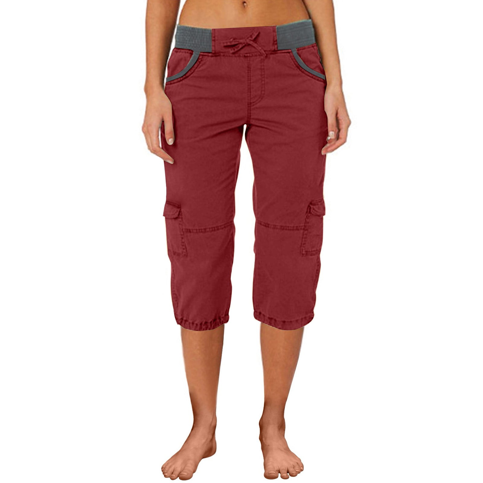 Clearance Sale! Women Color Block Loose Fit Pants High Waist Casual ...