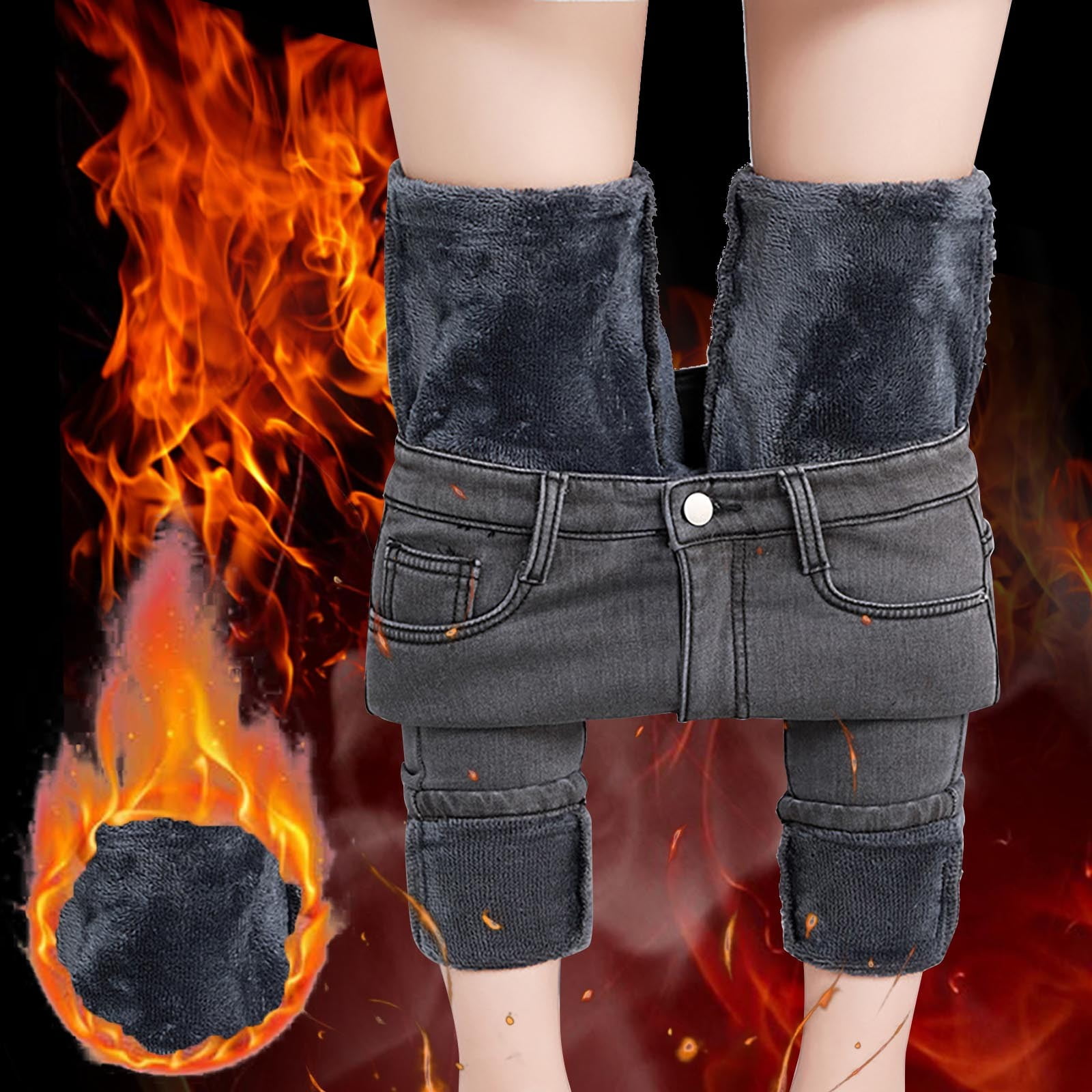 Clearance Sale! Women's Fleece Lined Jeans Thermal Flannel Lined Jeans ...