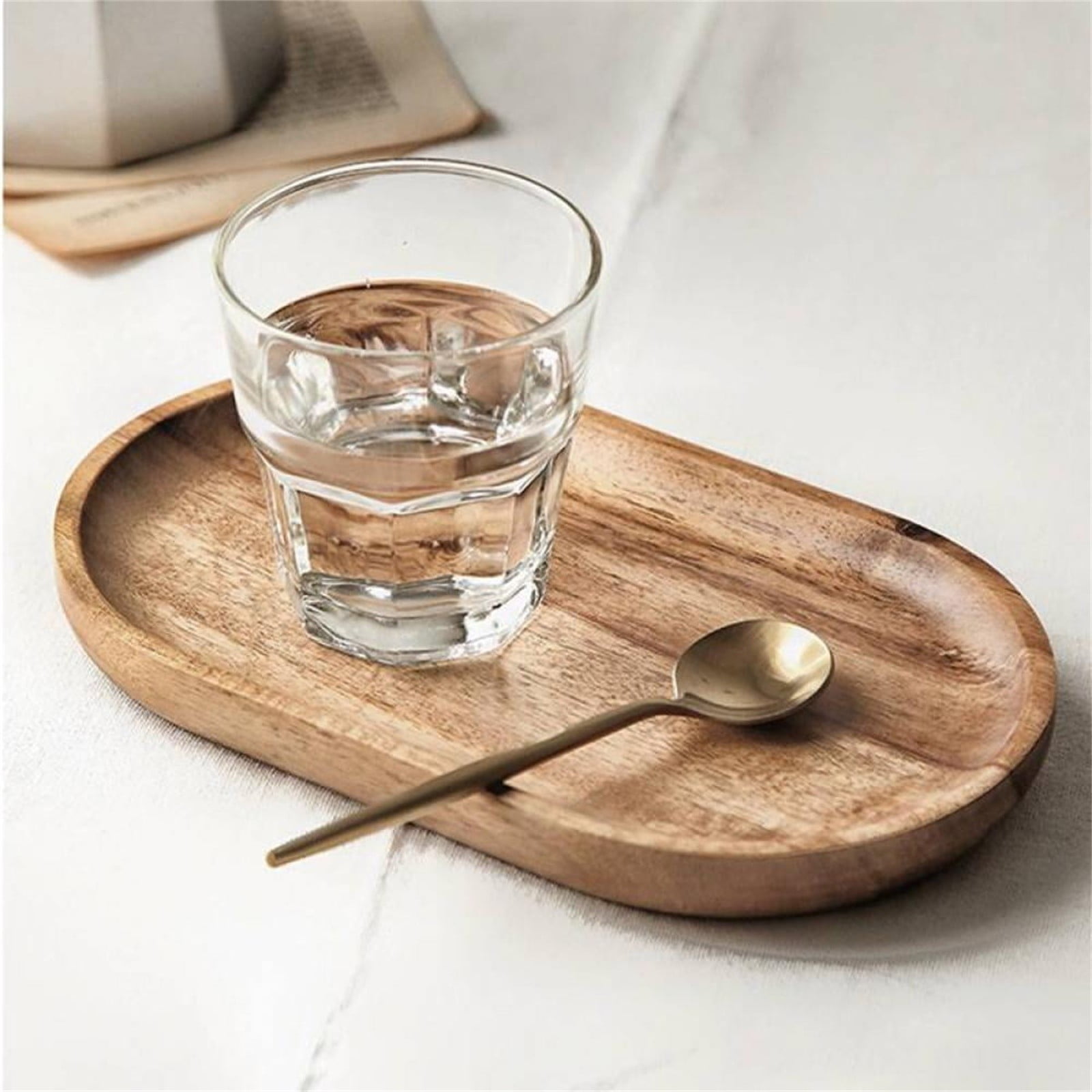 Clearance Sales!Acacia Wood Serving Trays，Oval Wood Natural Dessert Cup ...