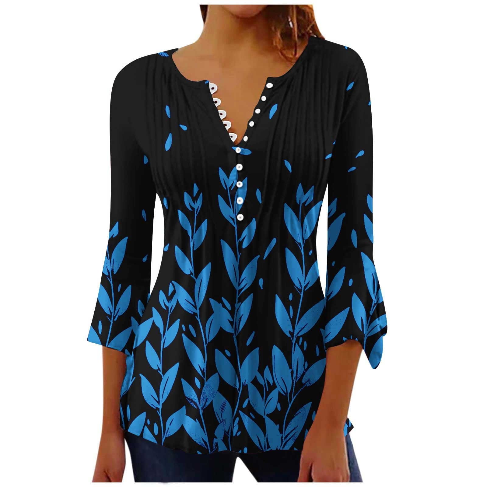 Clearance Sales Inleife Casual Tops for Women Floral Printed Button ...