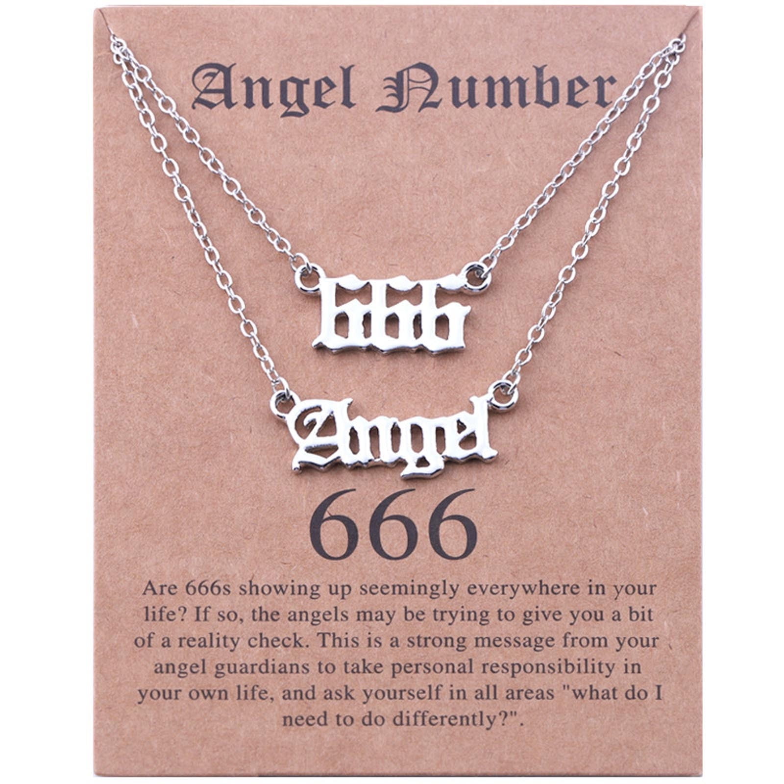 Clearance Sales Latrodar 2pcs Old English Angel & Number Necklace ...