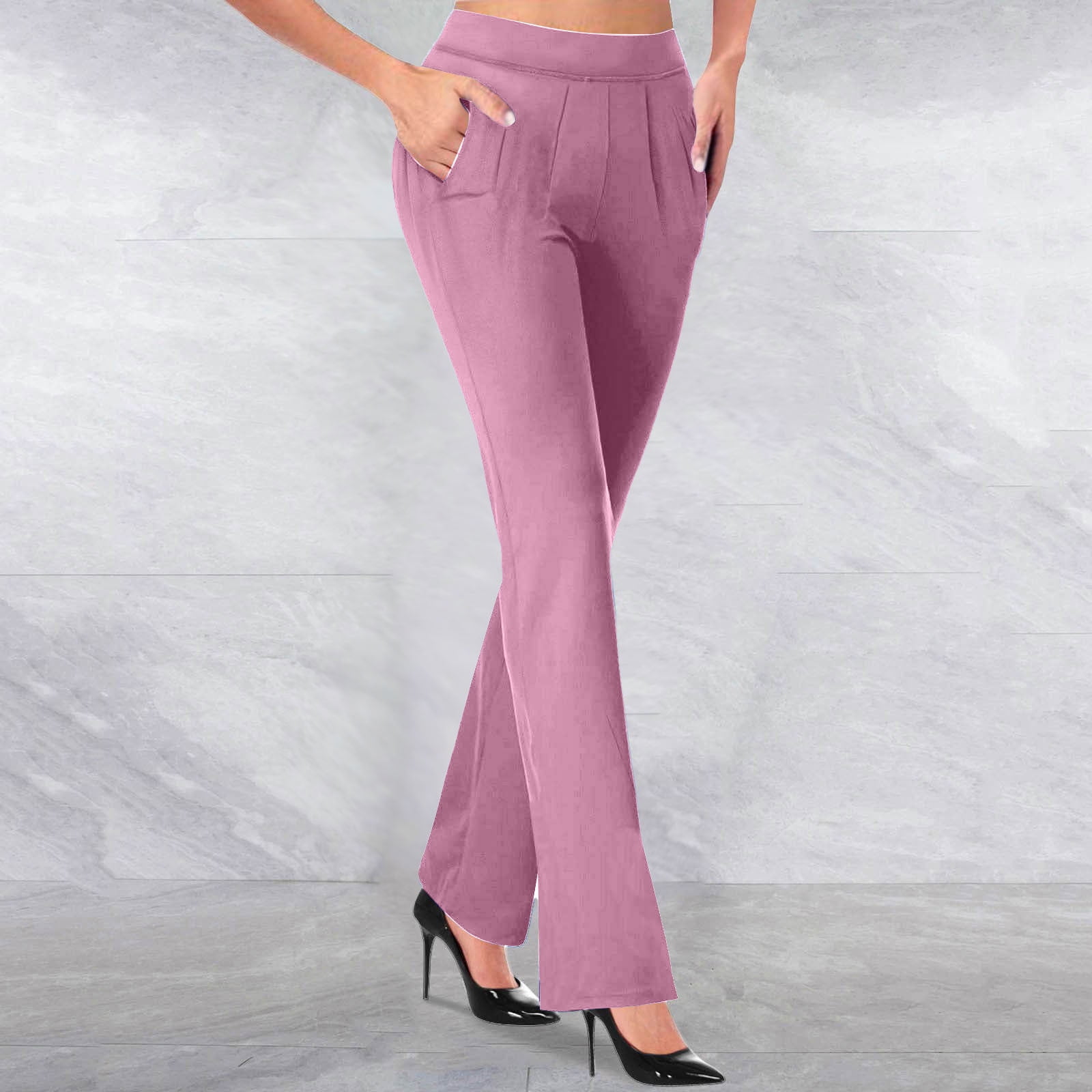 Clearance Sales Online Deals Ofreoo Dress Pants Women High Waisted Leg ...