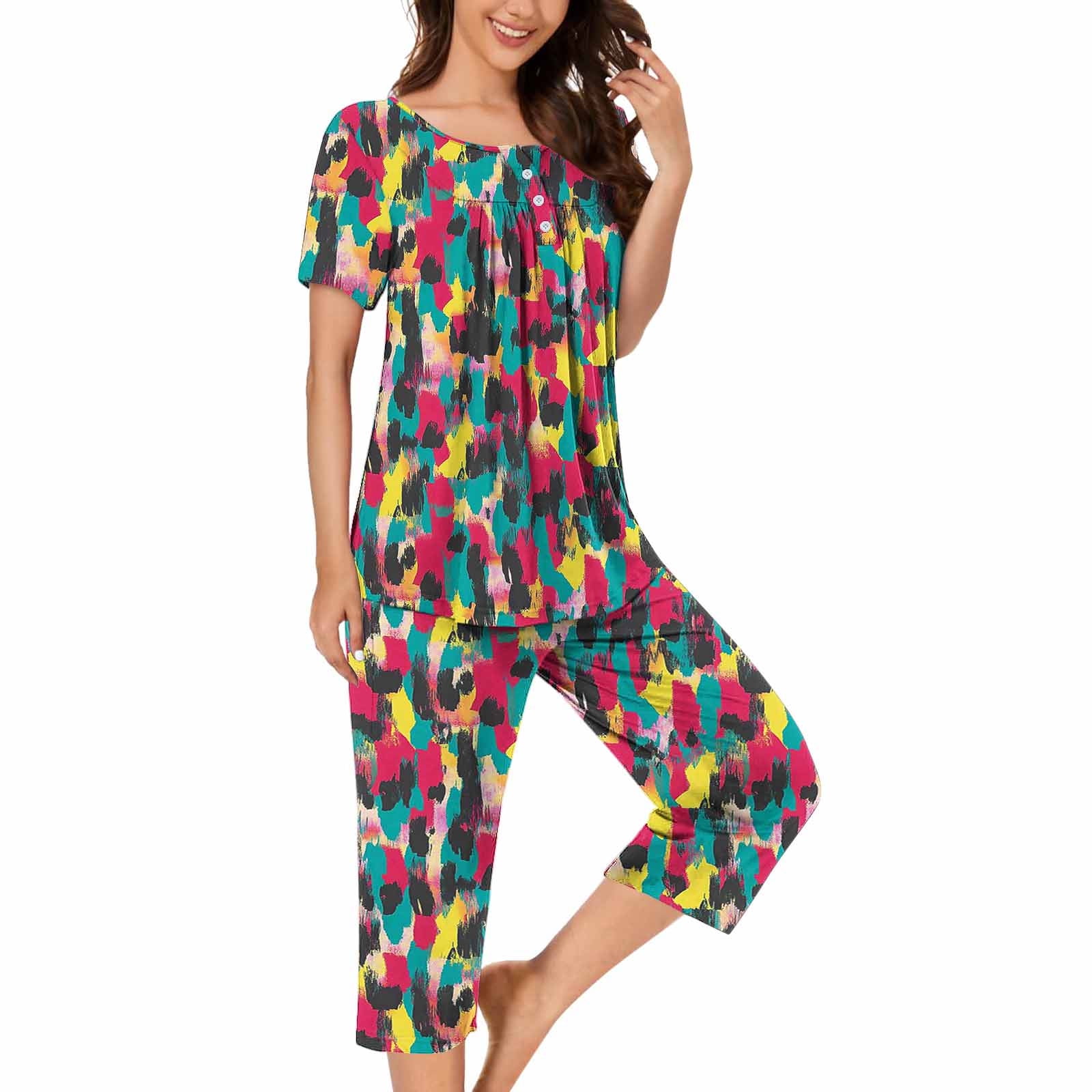 Clearance Sales Today Deals kttectoa Button Pleated Flowy Pajamas ...