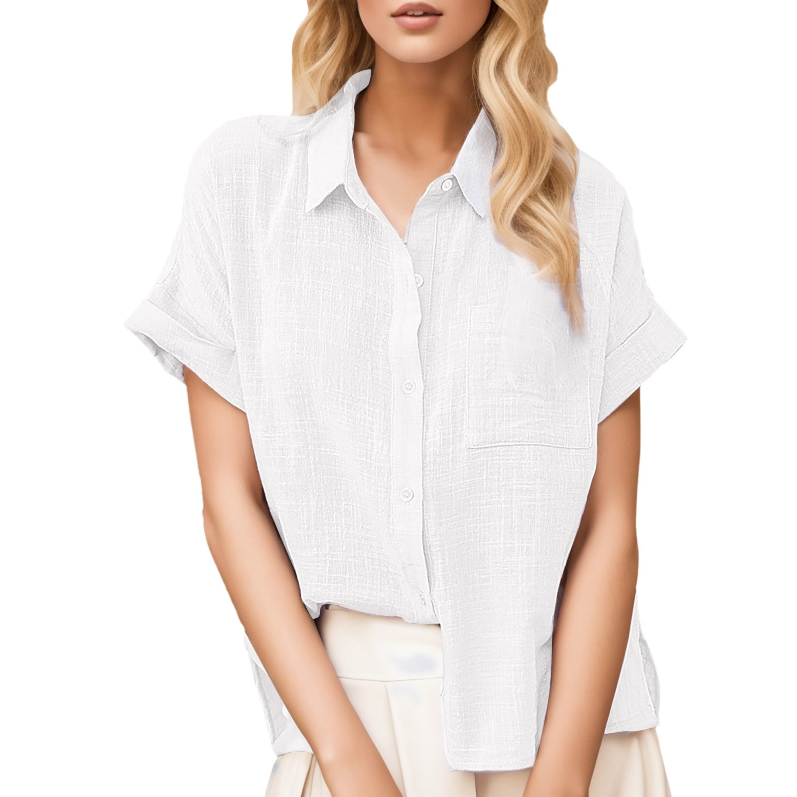 Clearance Sales Womens Casual Short Sleeve Button Down Shirts Summer ...