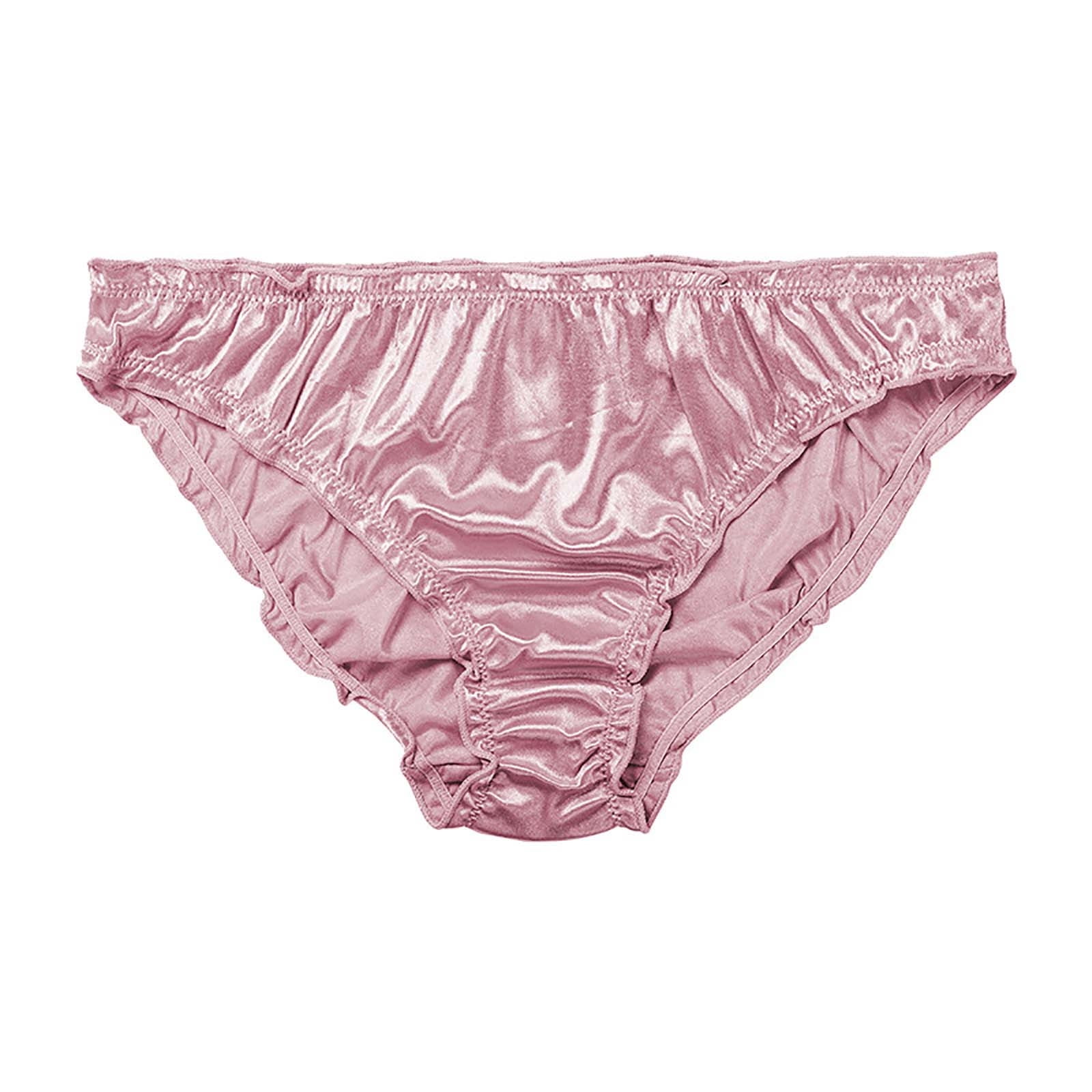 ,Satin Bikini Panties for Women, Frill Trim Ruched Cheeky Underwear ...