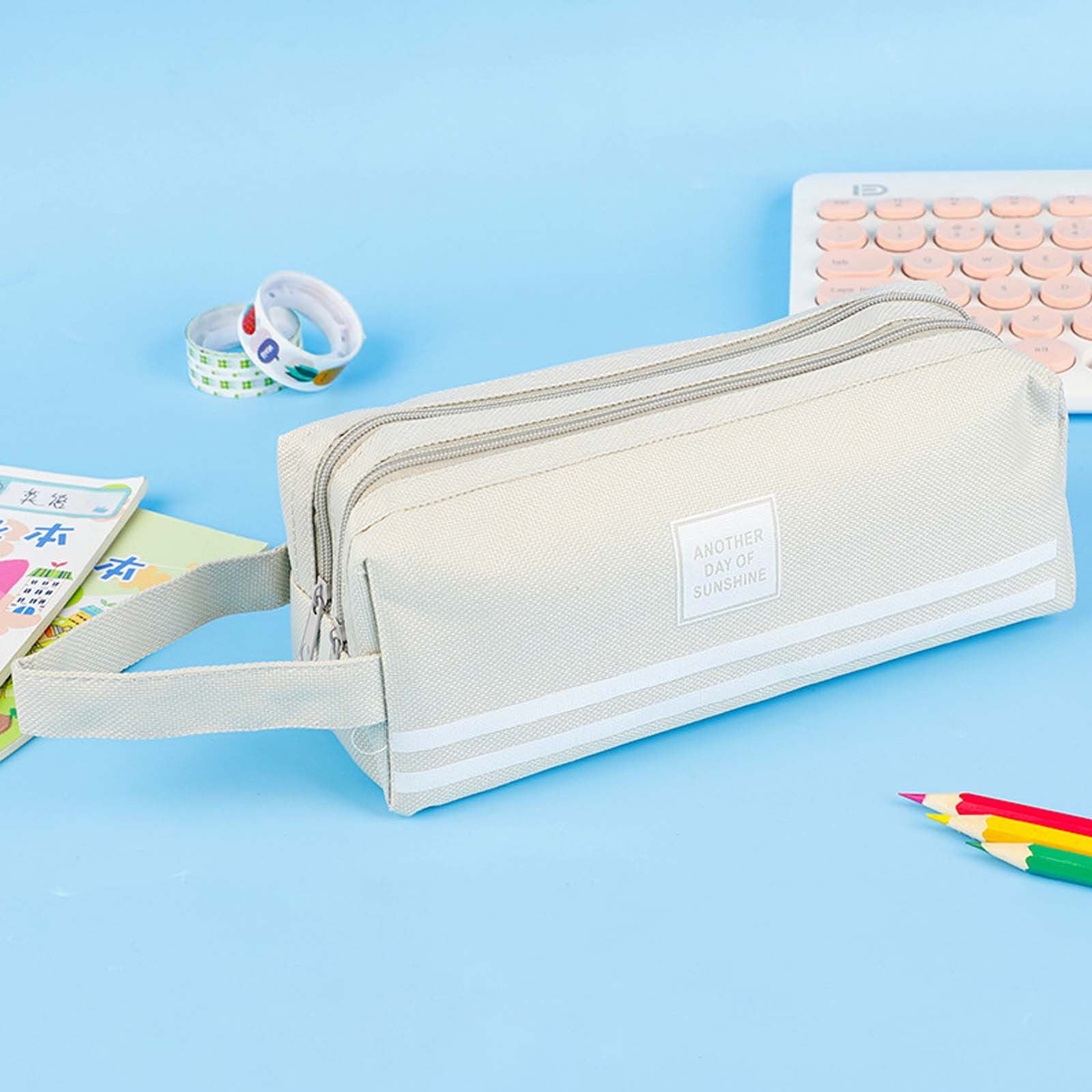 Clearance! Shiogb, Double Layer Pencil Case, Canvas Pencil Case Pouch ...