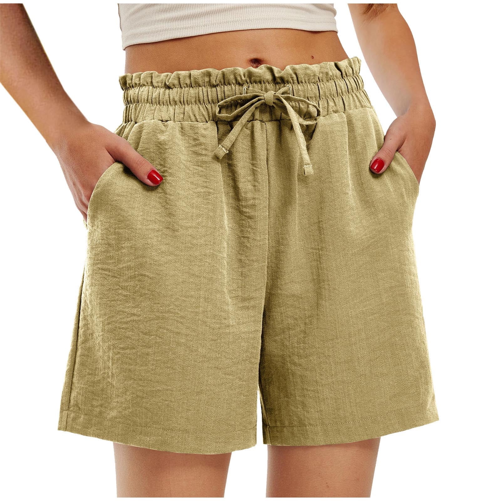Clearance Short Pants for Women Women'S Solid Color Casual Drawstring ...