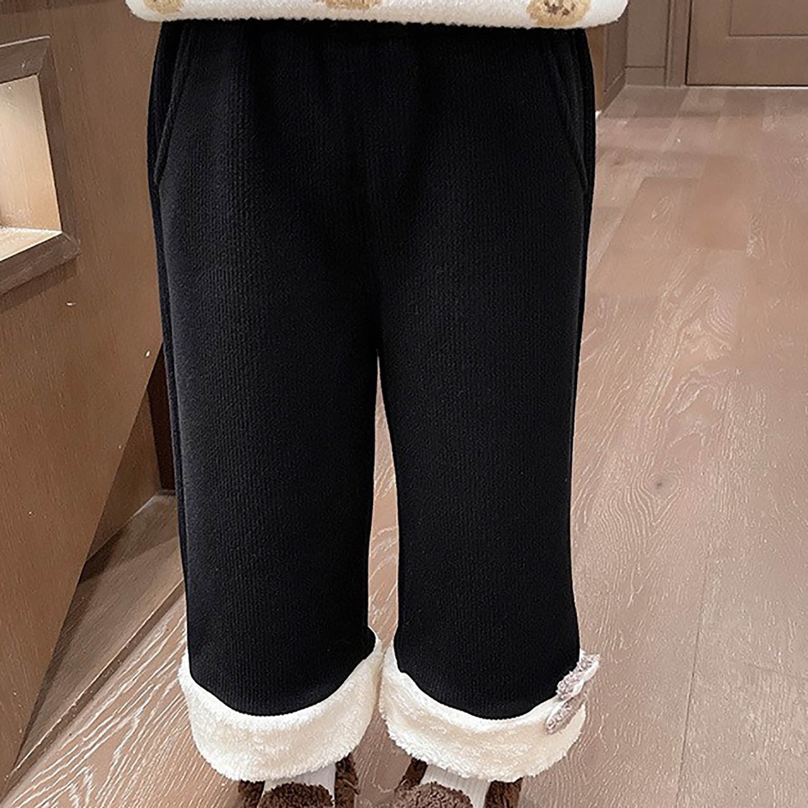 Clearance Soft Cotton Girls' Wide-Leg Pants with Leaf Design ...