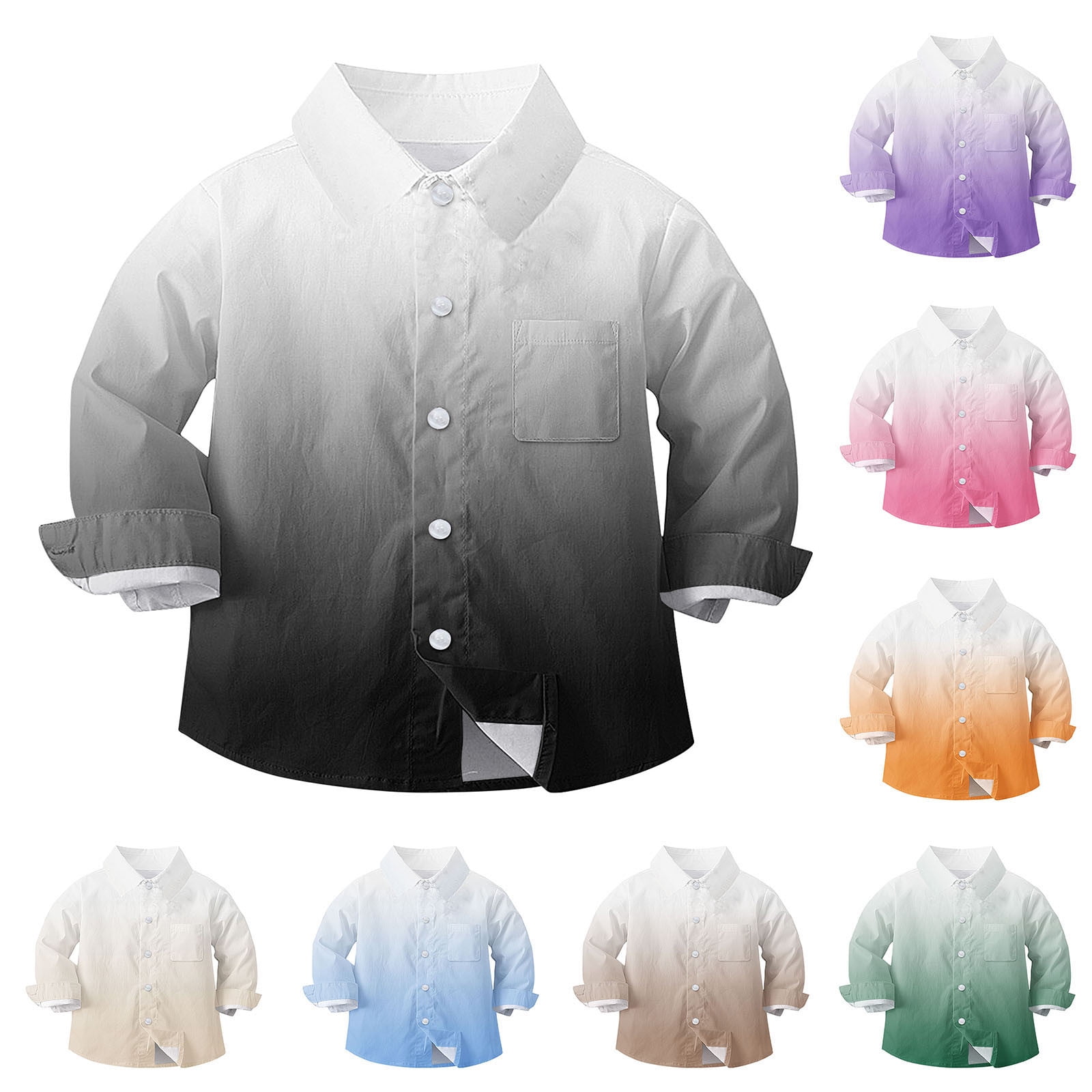 Clearance Soft Kids Long Sleeve Shirt with Gradient Pocket Print ...