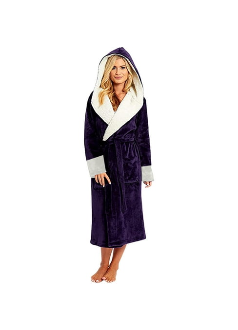 PAVILIA Light Blue Women Robe Fleece Plush Soft, Fluffy Fuzzy Cozy Warm ...