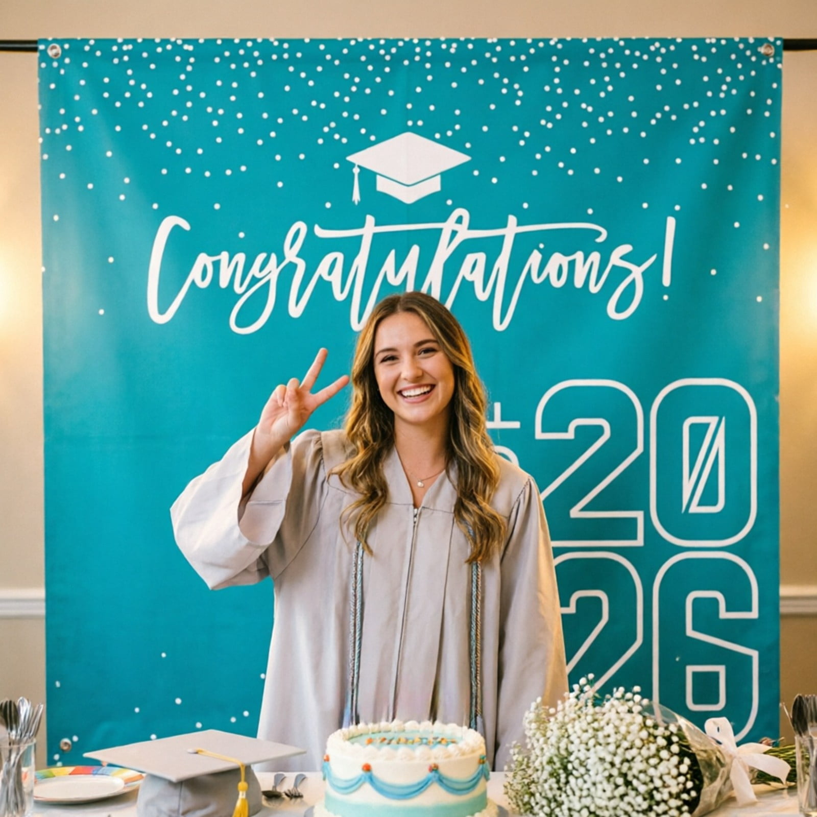 Clearance! Soovim Class of 2026 Graduation Banner, Light Blue Photo ...