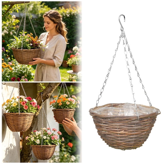Clearance! Soovim Hanging Woven Flowerpot Basket, Handmade Metal Plant ...