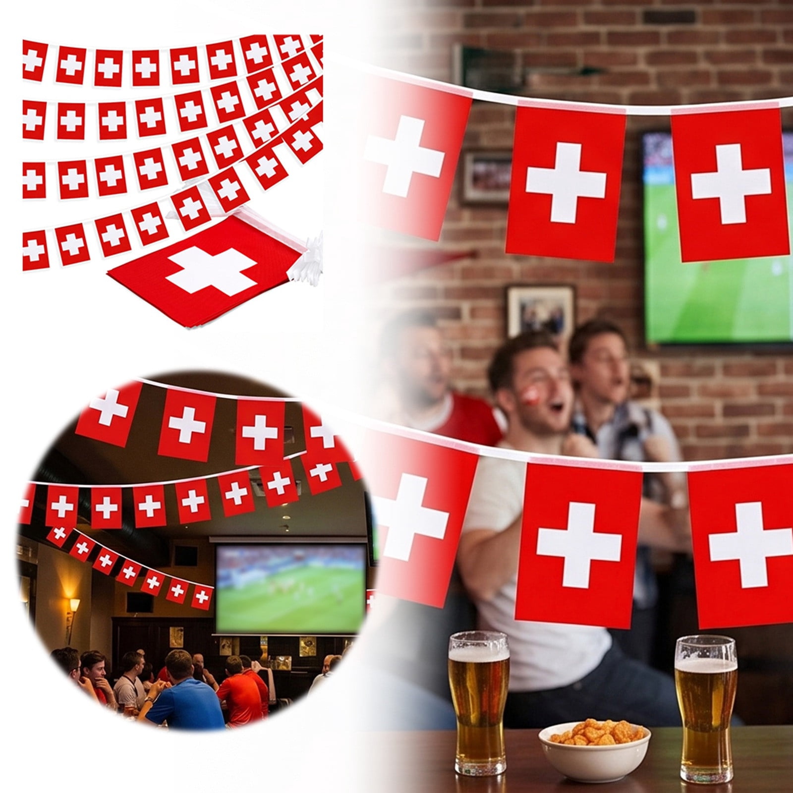 Clearance! Soovim Switzerland String Bunting Banner, 10m 30pcs Square ...