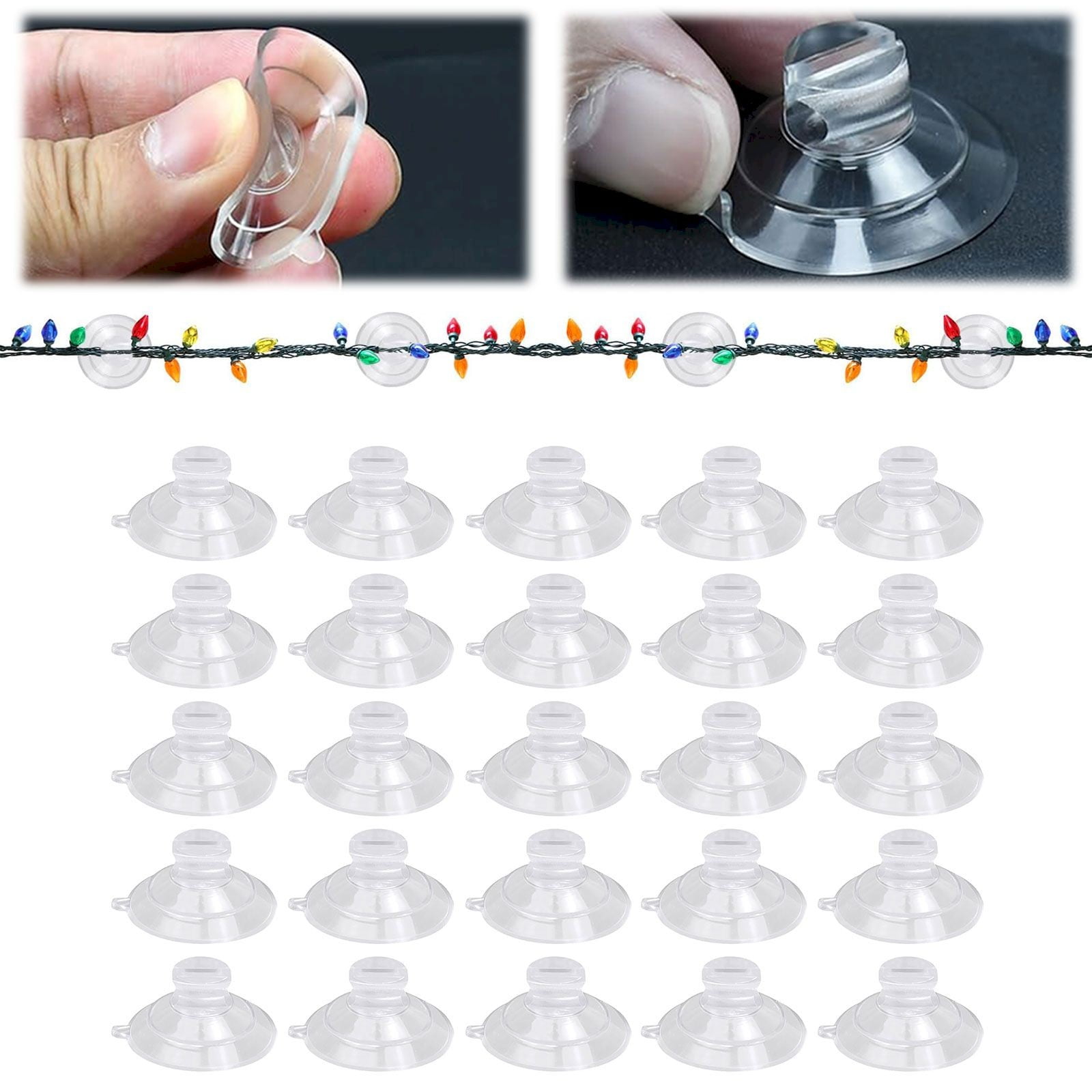 Iodue 25 Pcs Christmas Light Suction Cup Mini Window Suction Hook Xmas ...