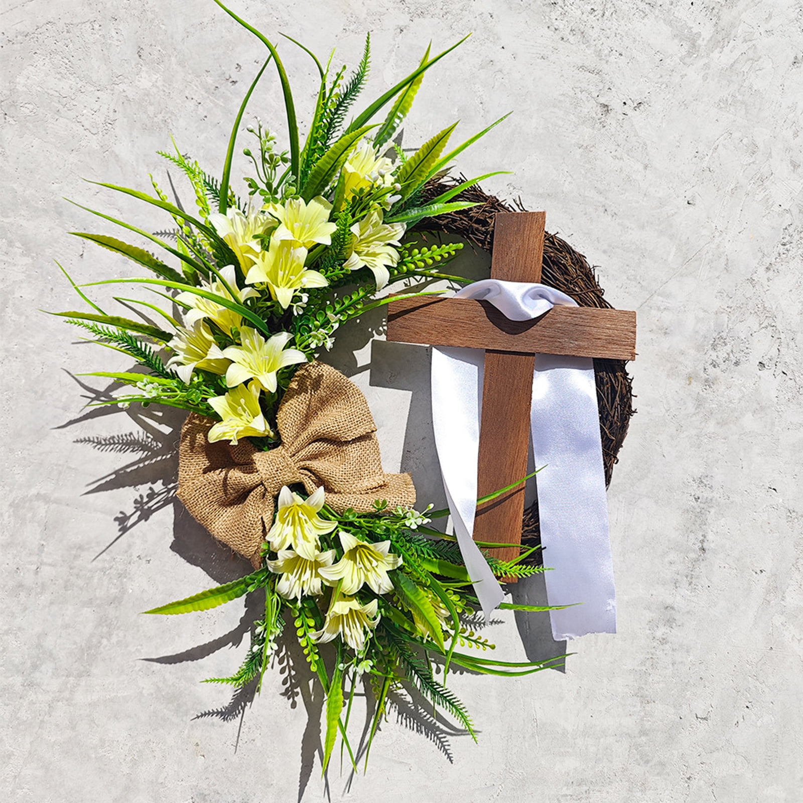 Clearance!!!Spring Wreath Easter Cross Sign Wreath for Front Door ...