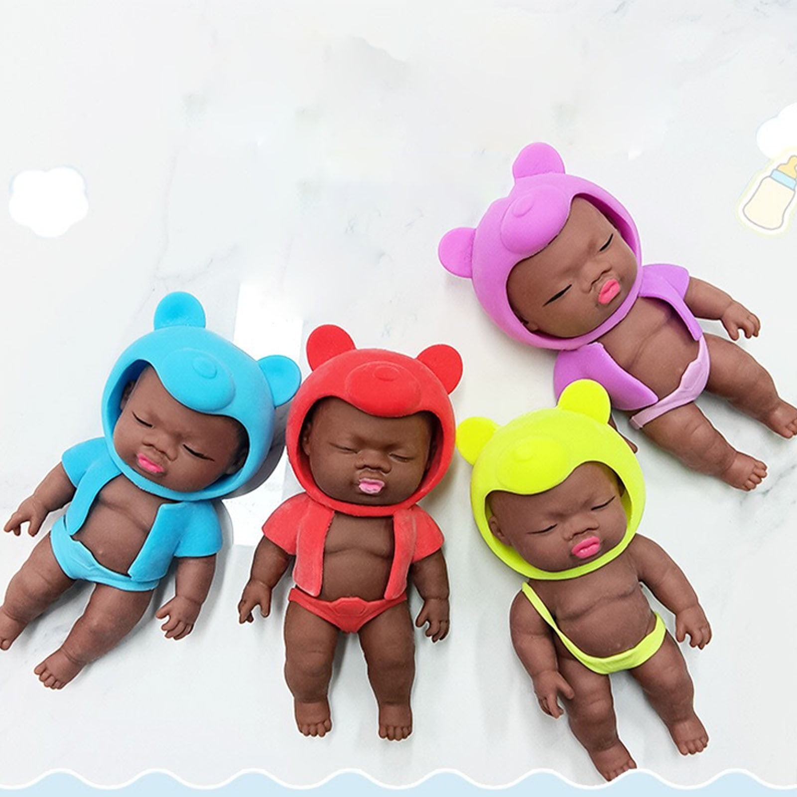Squeeze Black Baby Doll with Makeup DIY Toy, Squeeze Stress Relief ...