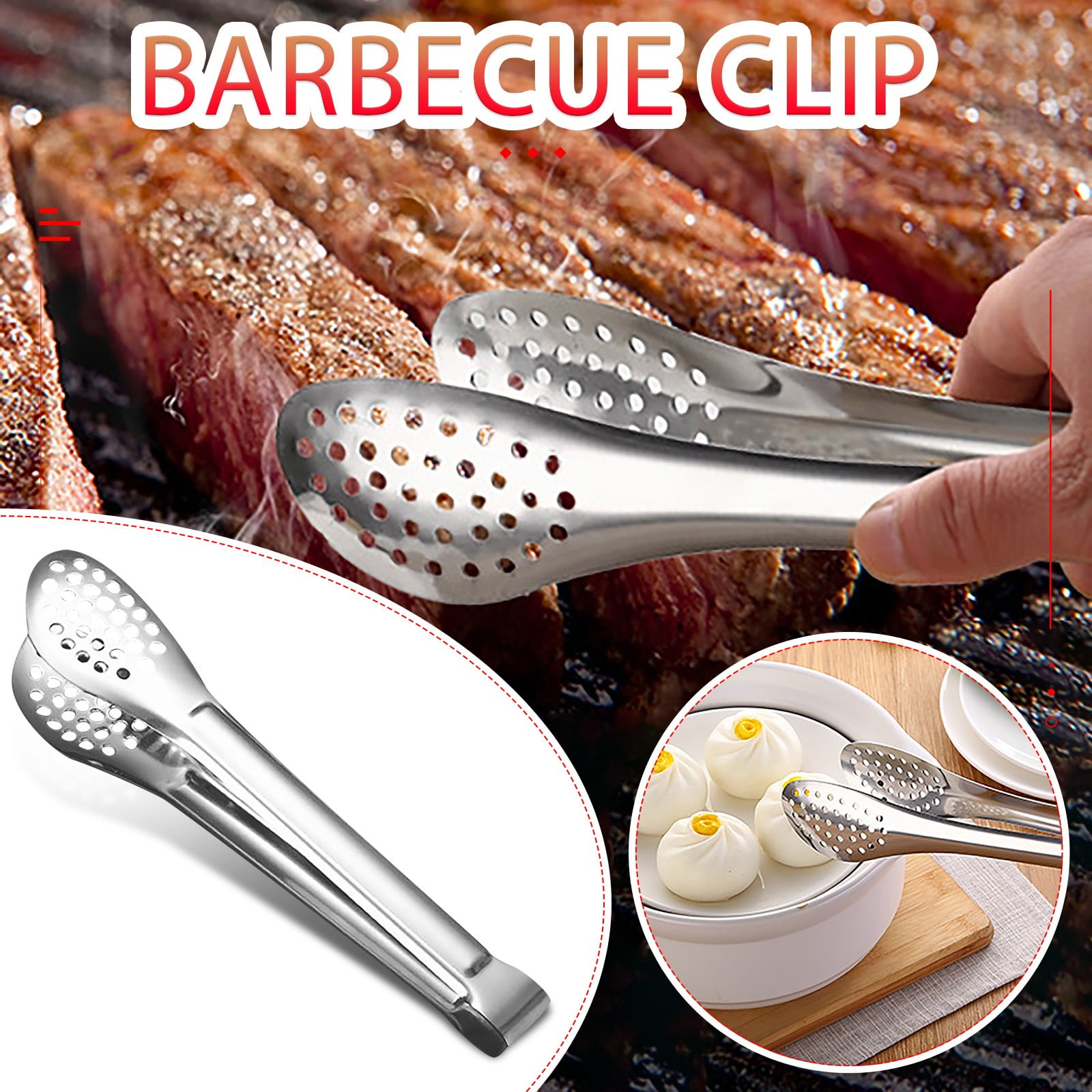 Clearance Stainless Steel Anti-Scald Bread Steak Clip Barbecue Clip ...