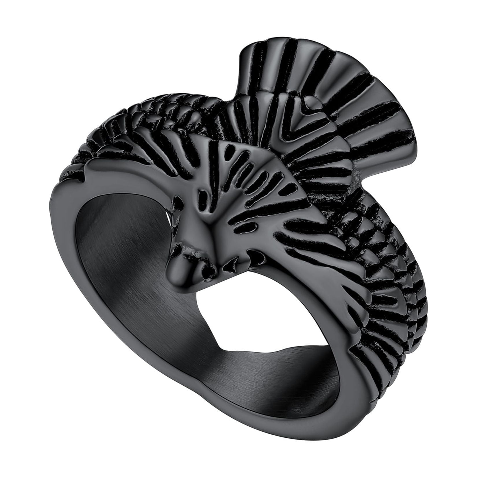 [Clearance]Stainless Steel Hawk Rings Black Gothic Jewelry for Men ...