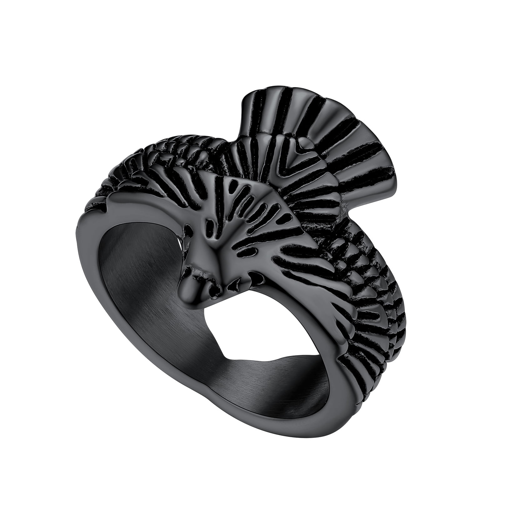 [Clearance]Stainless Steel Hawk Rings Black Gothic Jewelry for Men ...