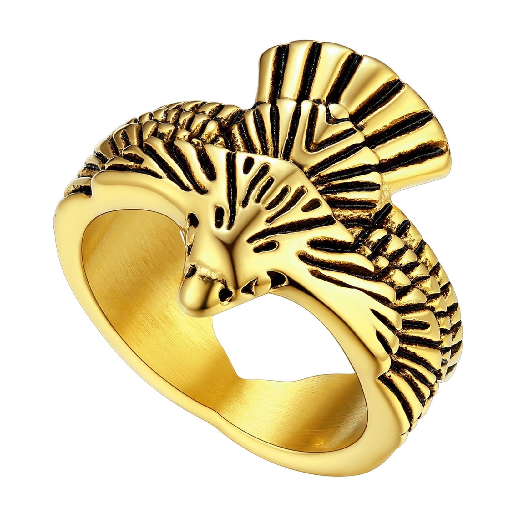 [Clearance]Stainless Steel Hawk Rings Gold Gothic Jewelry for Men ...