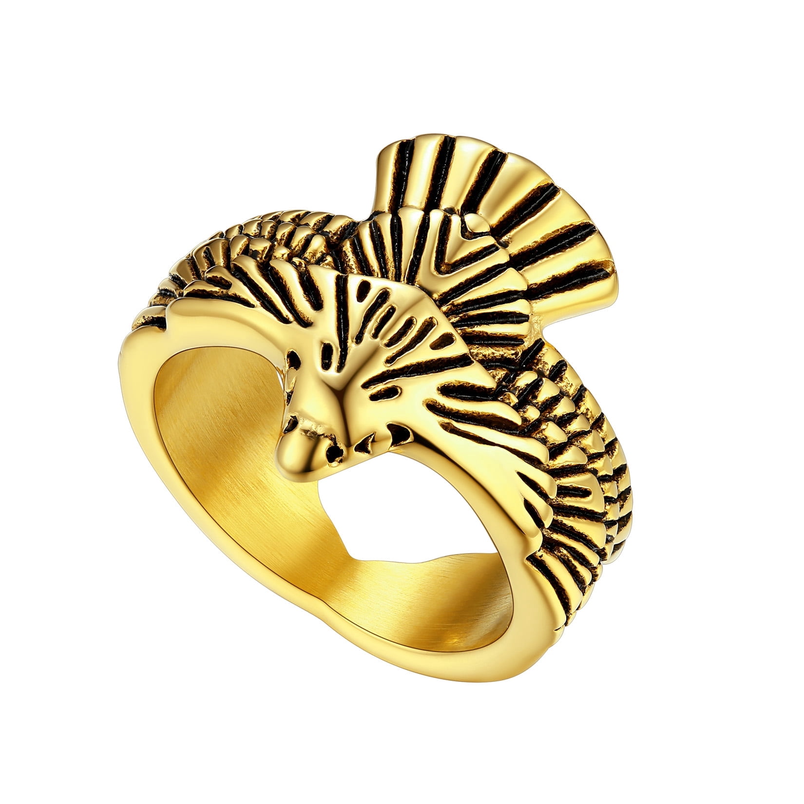 [Clearance]Stainless Steel Hawk Rings Gold Gothic Jewelry for Men ...