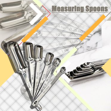 Premium 18/8 Stainless Steel Measuring Spoons Set, 6pc with US and ...