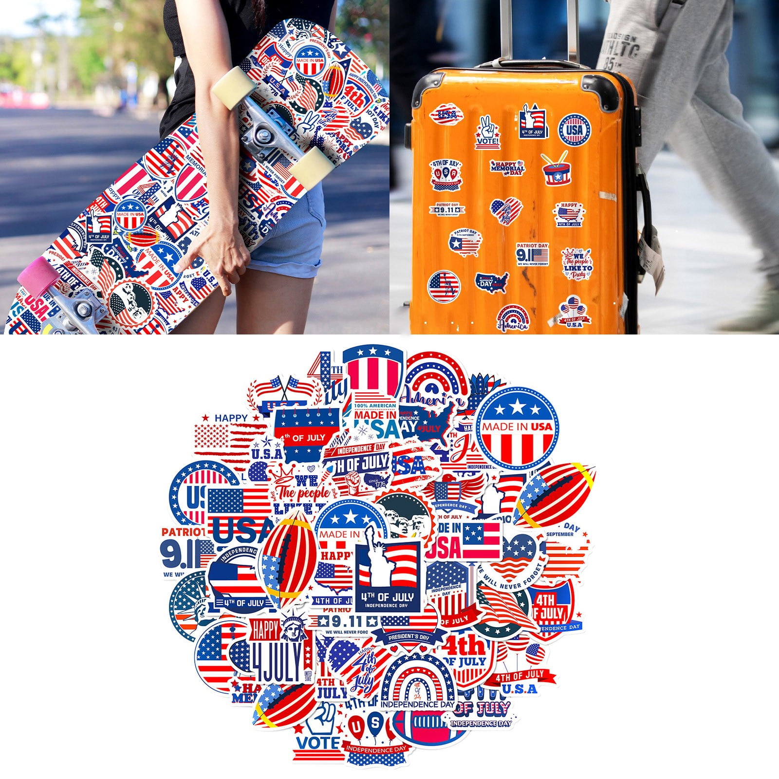 Clearance Stickers under $1 50 Pcs Assorted USA Patriotic Stickers ...