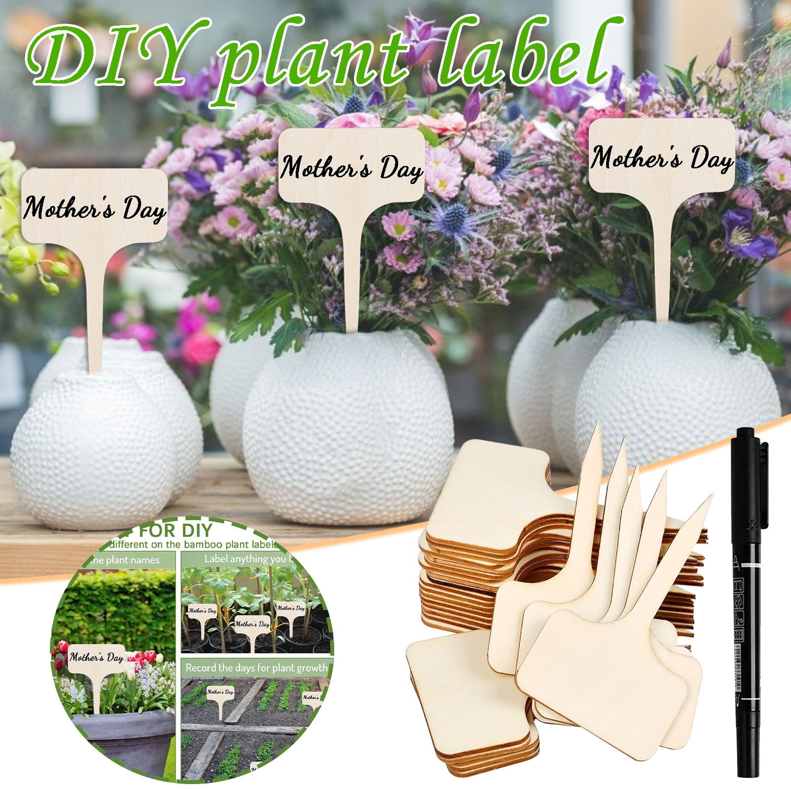 Clearance Sticky Note under $5,Label Sign With Marker Insert Wooden ...