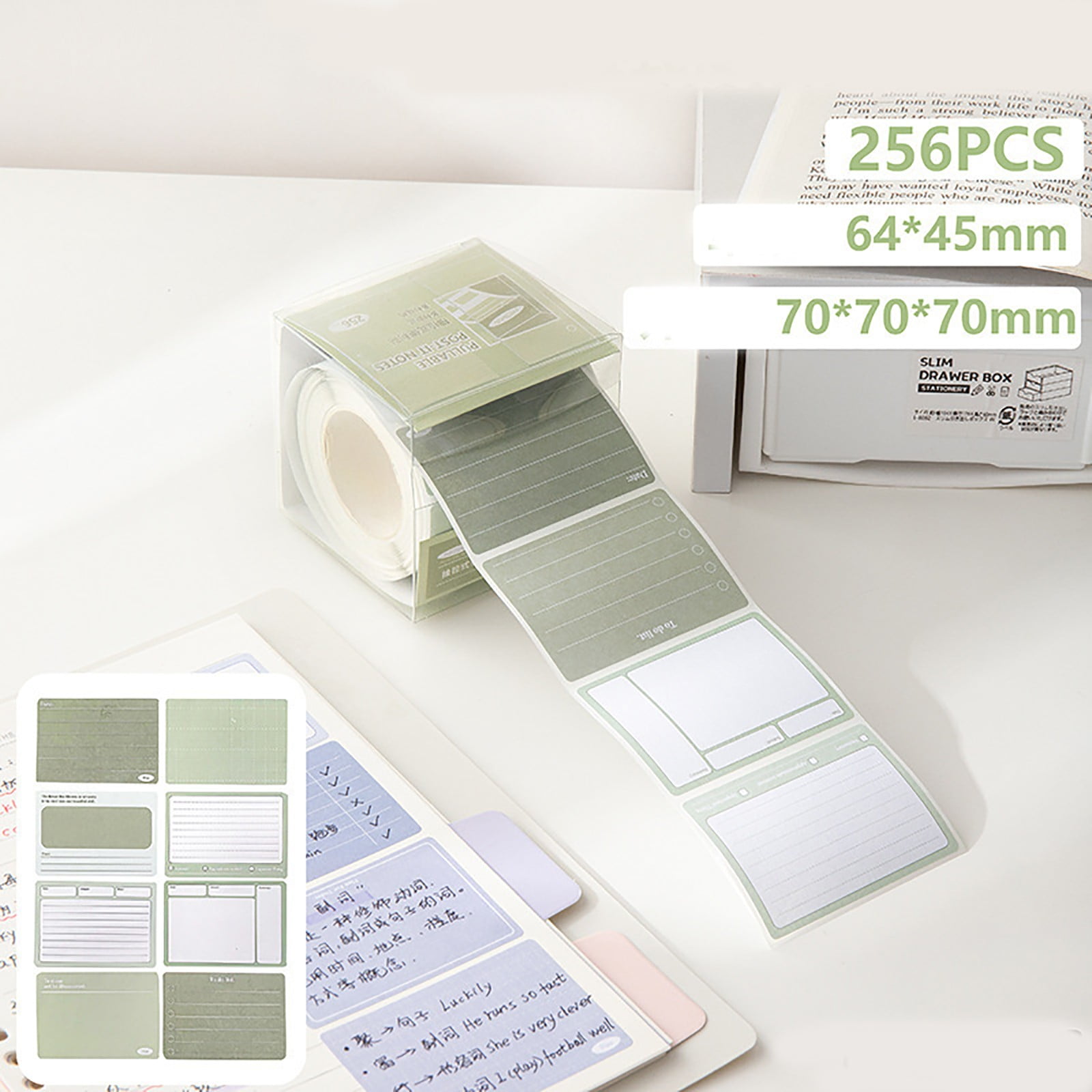 Sticky Notes Paper Roll Tape Pull Out Labels Stickers Boxes Drawing ...