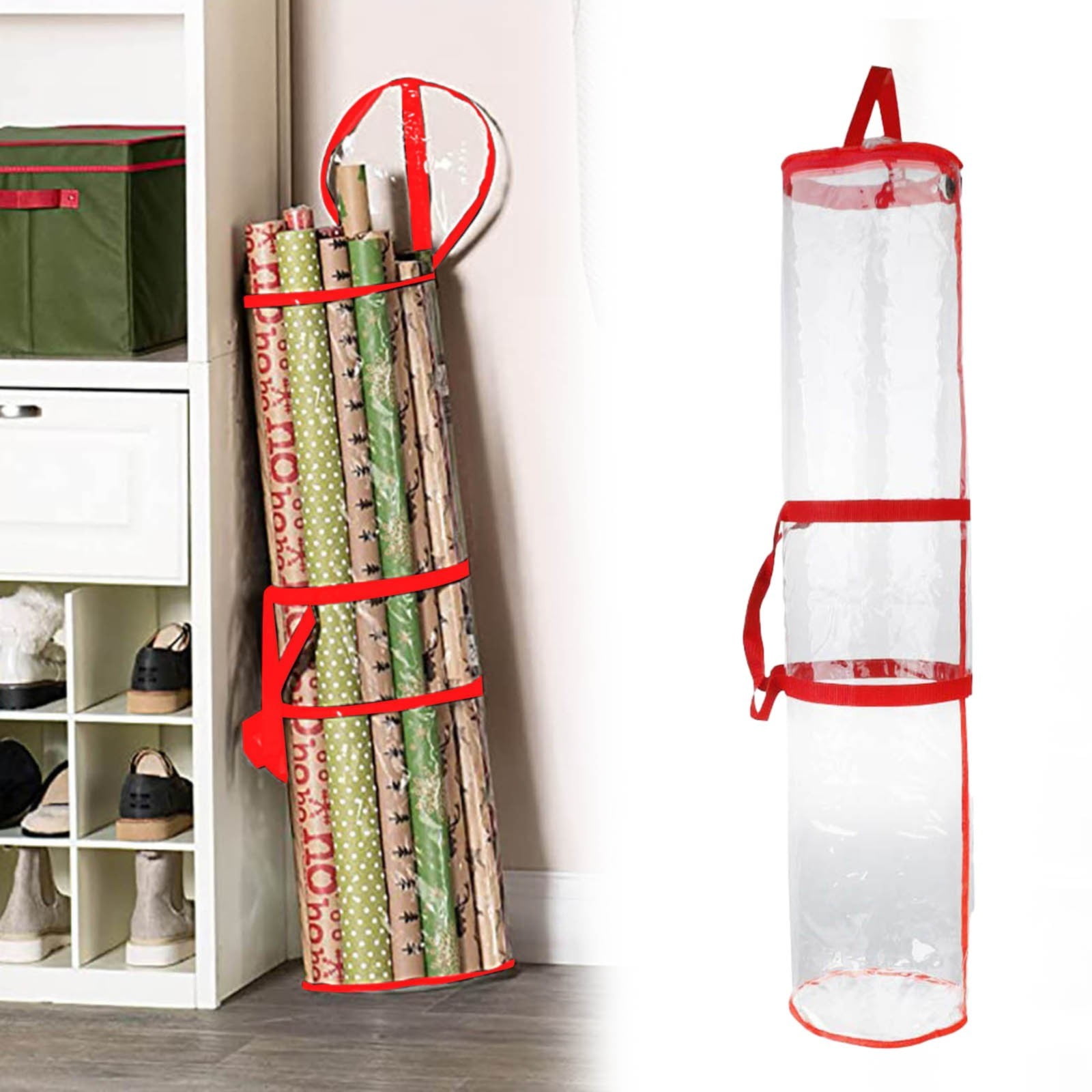 Clearance Storage Bag Red, Christmas Wrapping Paper Storage Bag ...