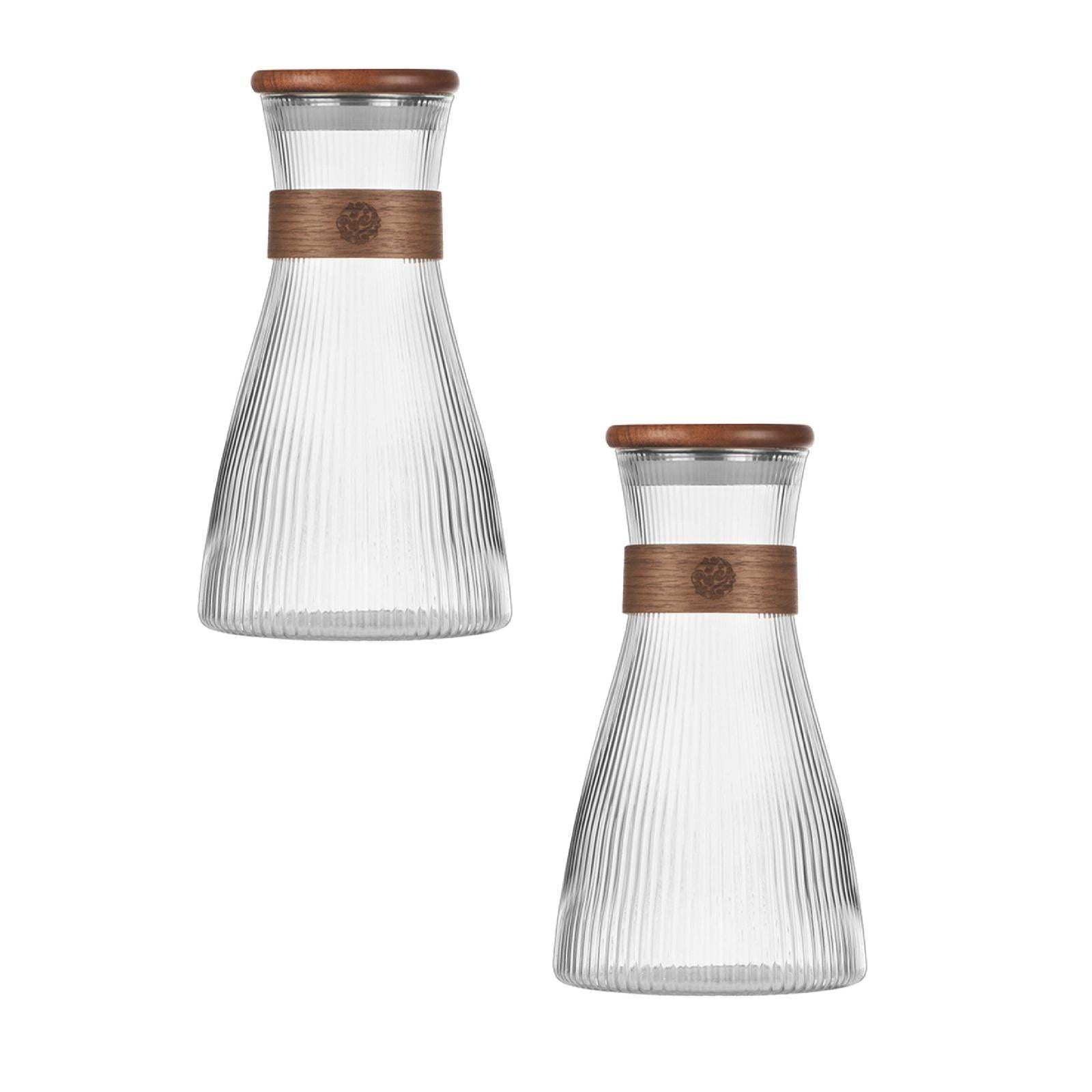 Clearance Storage Containers under $20 Ribbed Glass Carafe With Wood ...