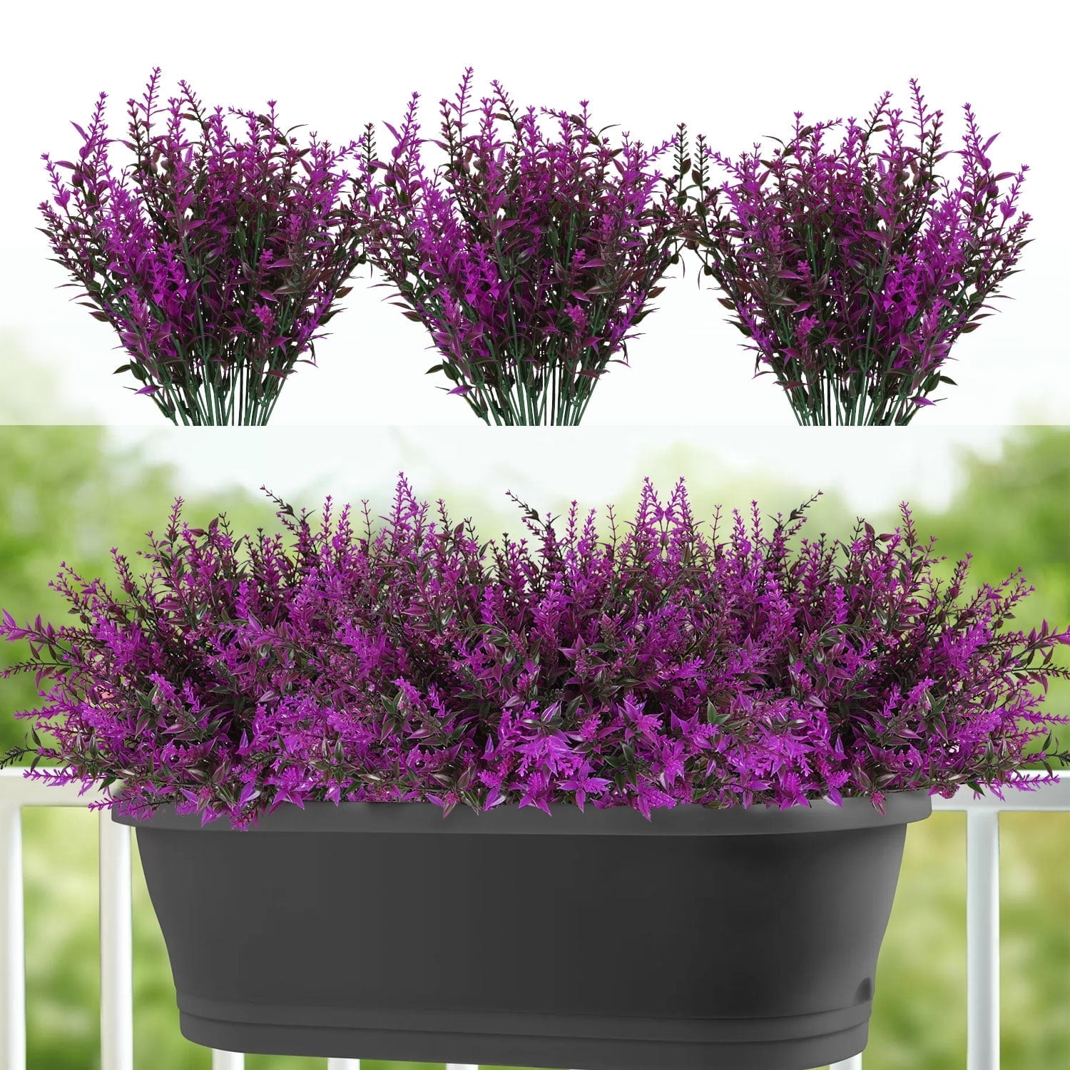 Clearance Suanq 12 Bundles Artificial with 7 Flexible Stems 14" Boston Fern Greenery Outdoor UV ...