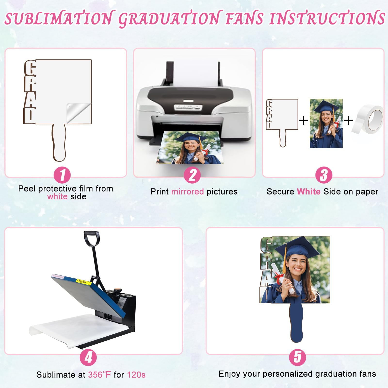 Clearance! Sublimation Graduation Fans Blank Mdf Sublimation Grad Fans ...