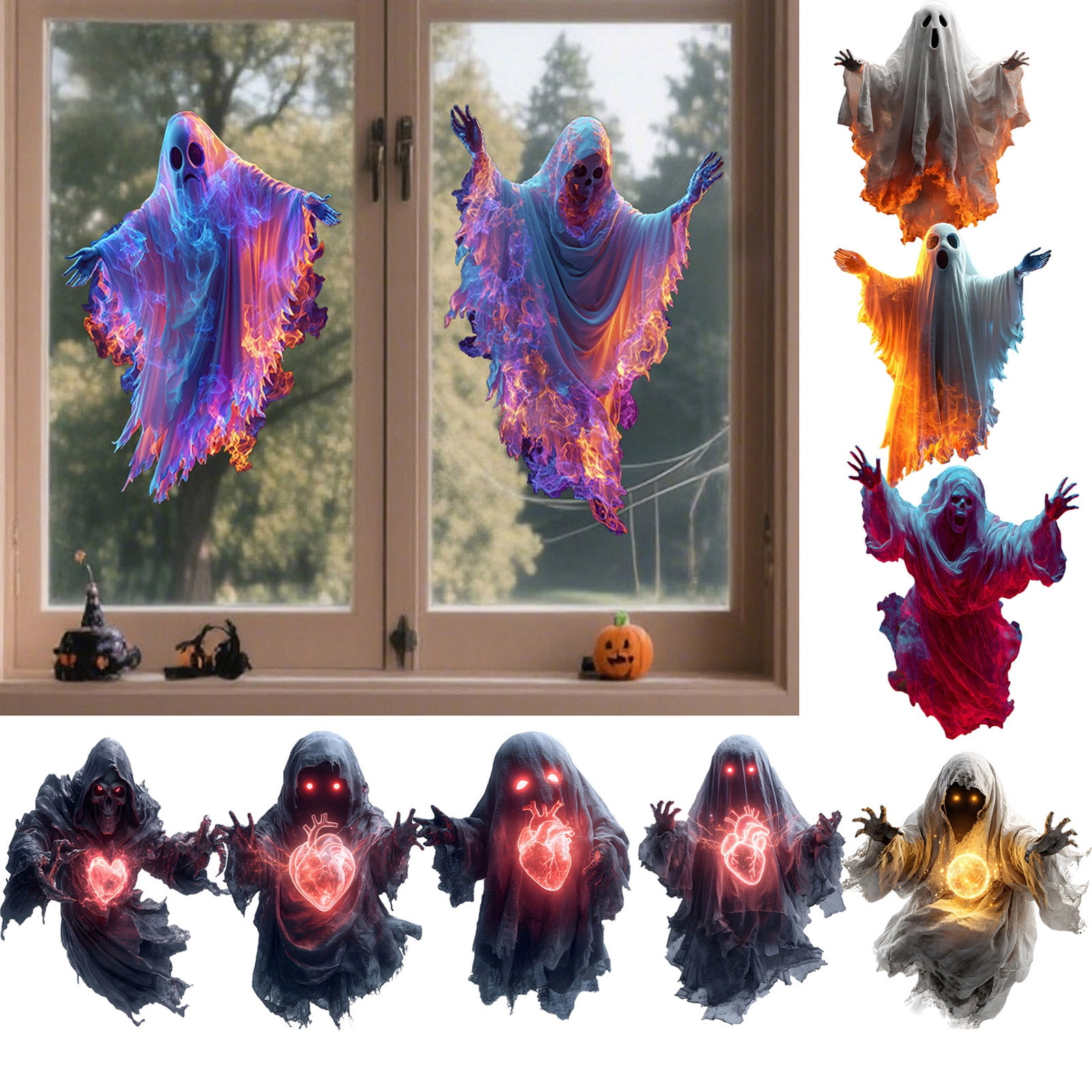 Suncoda Large Halloween Window Clings Stickers, Halloween Window ...