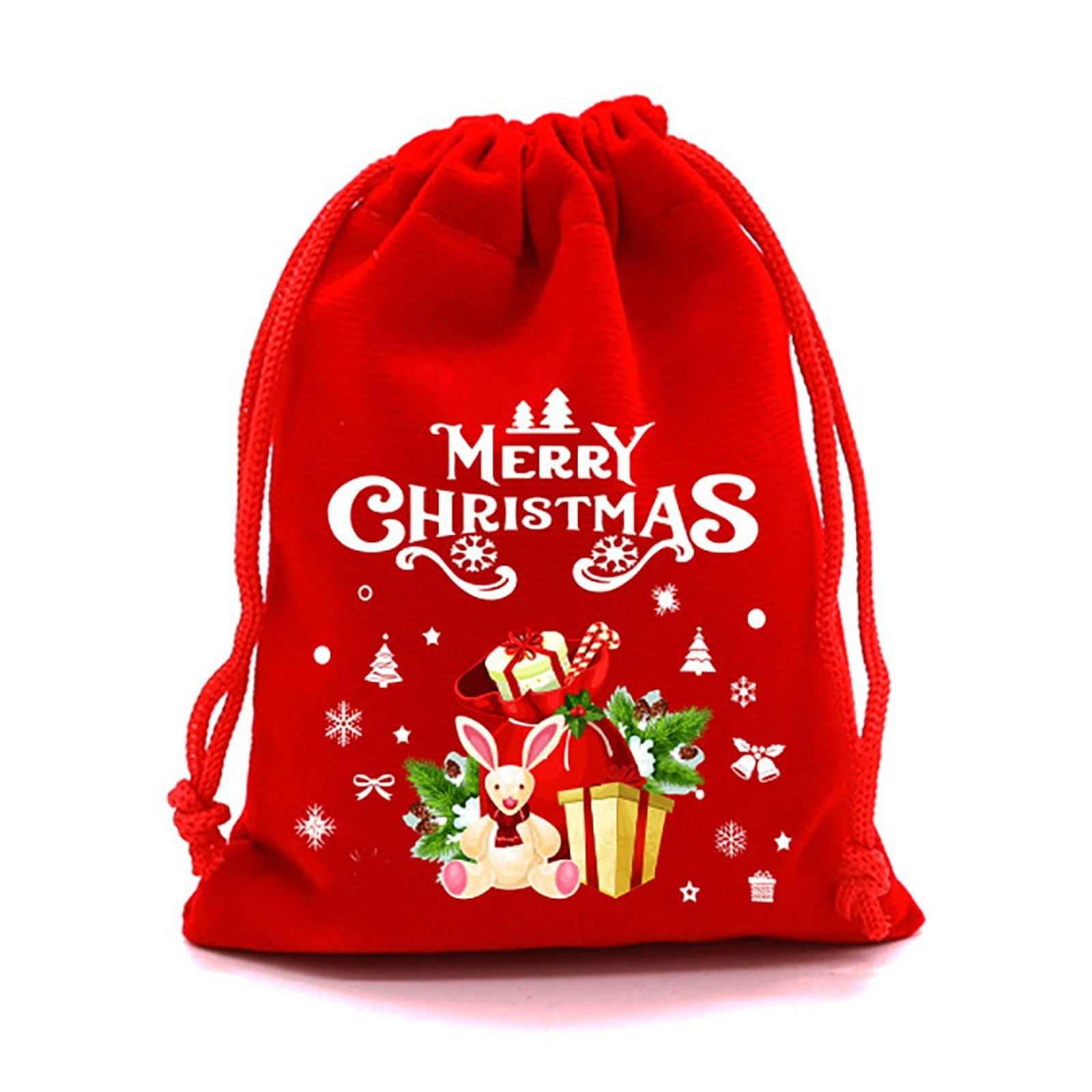 Clearance Syinda Christmas Drawstring Gift Candy Bags Small Red ...