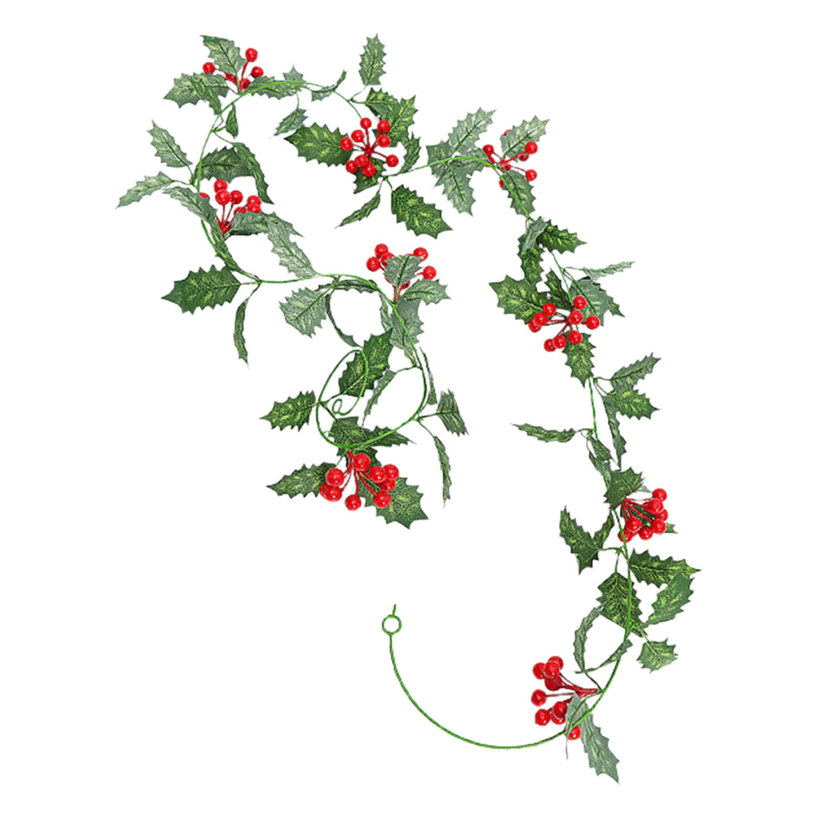 Clearance Syinda Red Berry Christmas Garland with Green Leaves Wired ...